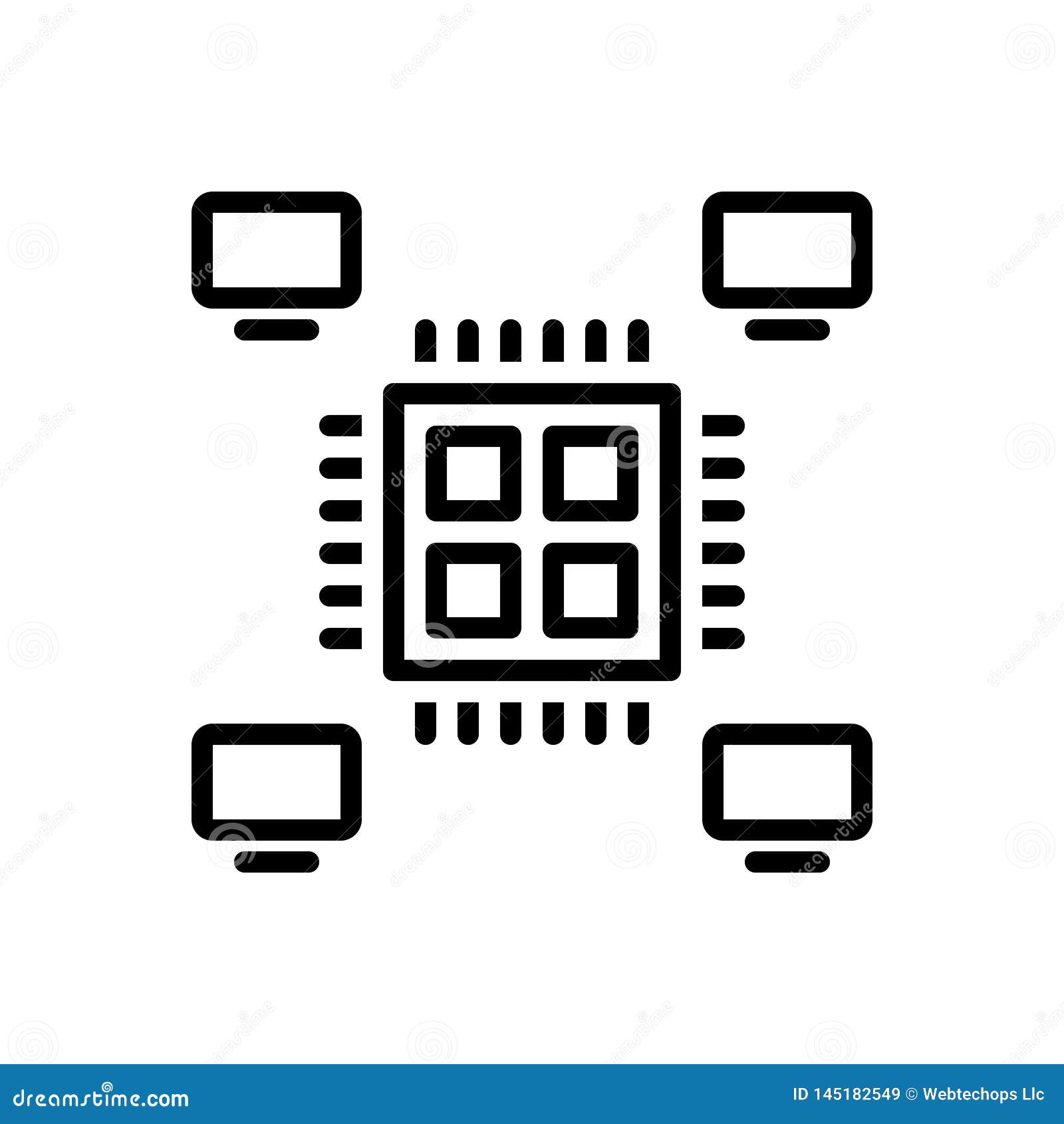Black Line Icon for Multiprocessing, Multitasking and Concept Stock ...
