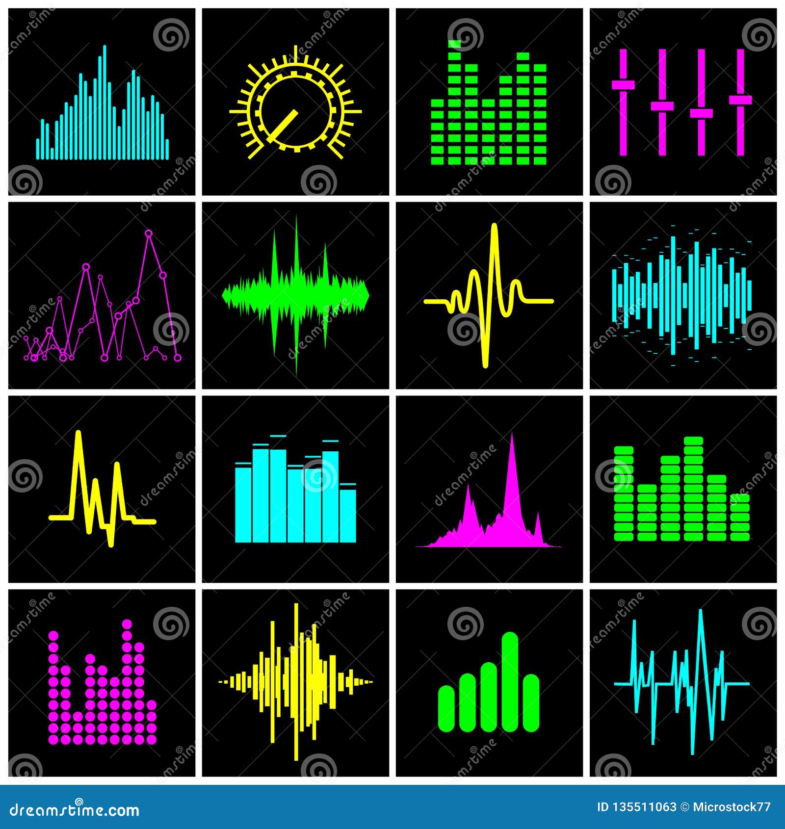 Icon music wave vector stock vector. Illustration of isolated - 135511063