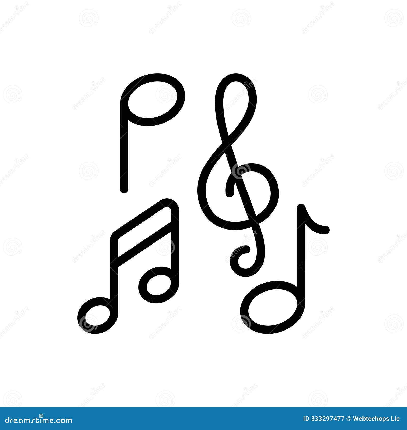 Black Line Icon for Musical Note, Notation and Clefs Stock Illustration ...