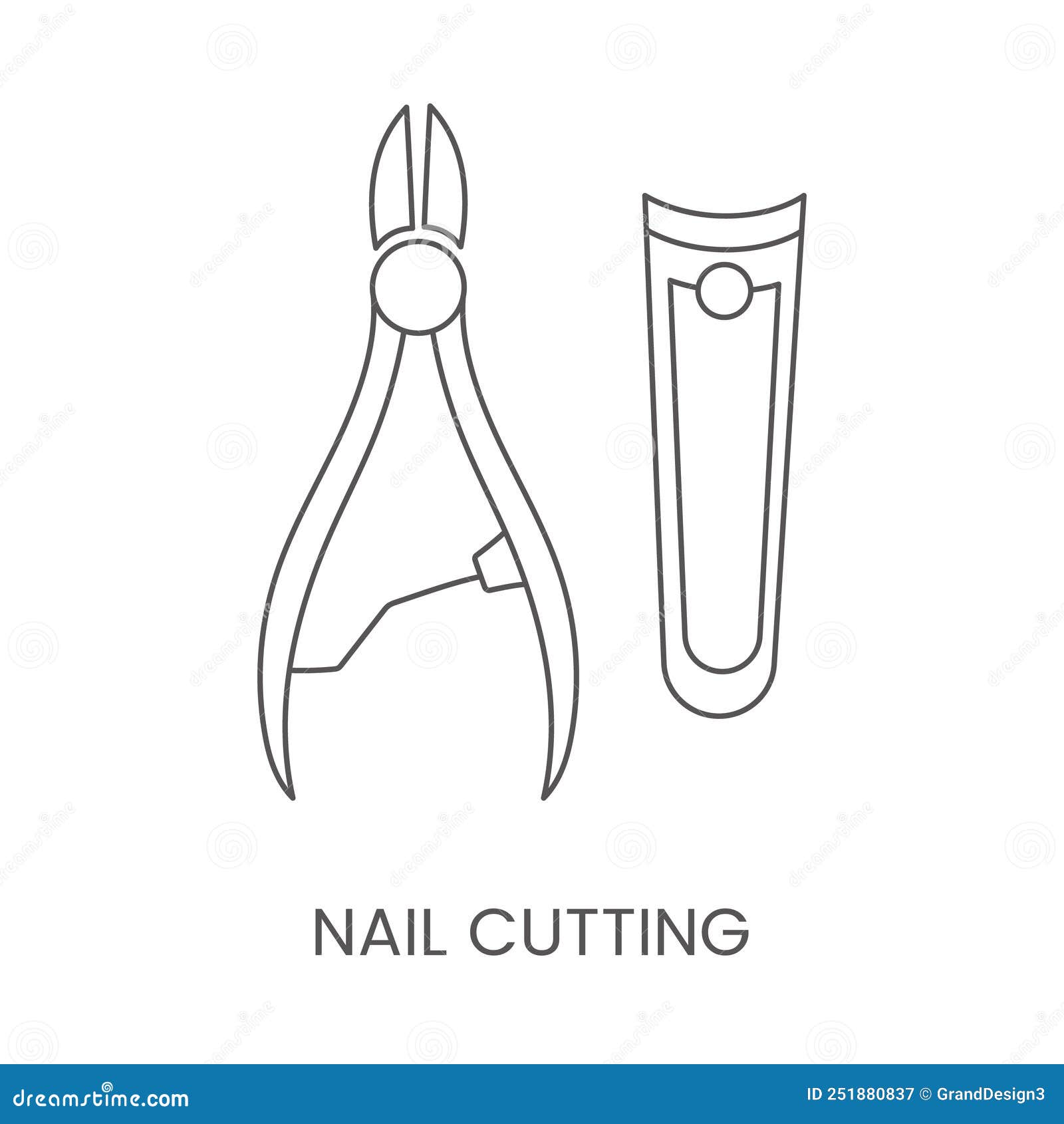 Icon with Nail Clipping Tools, Linear Vector Illustration. Stock ...