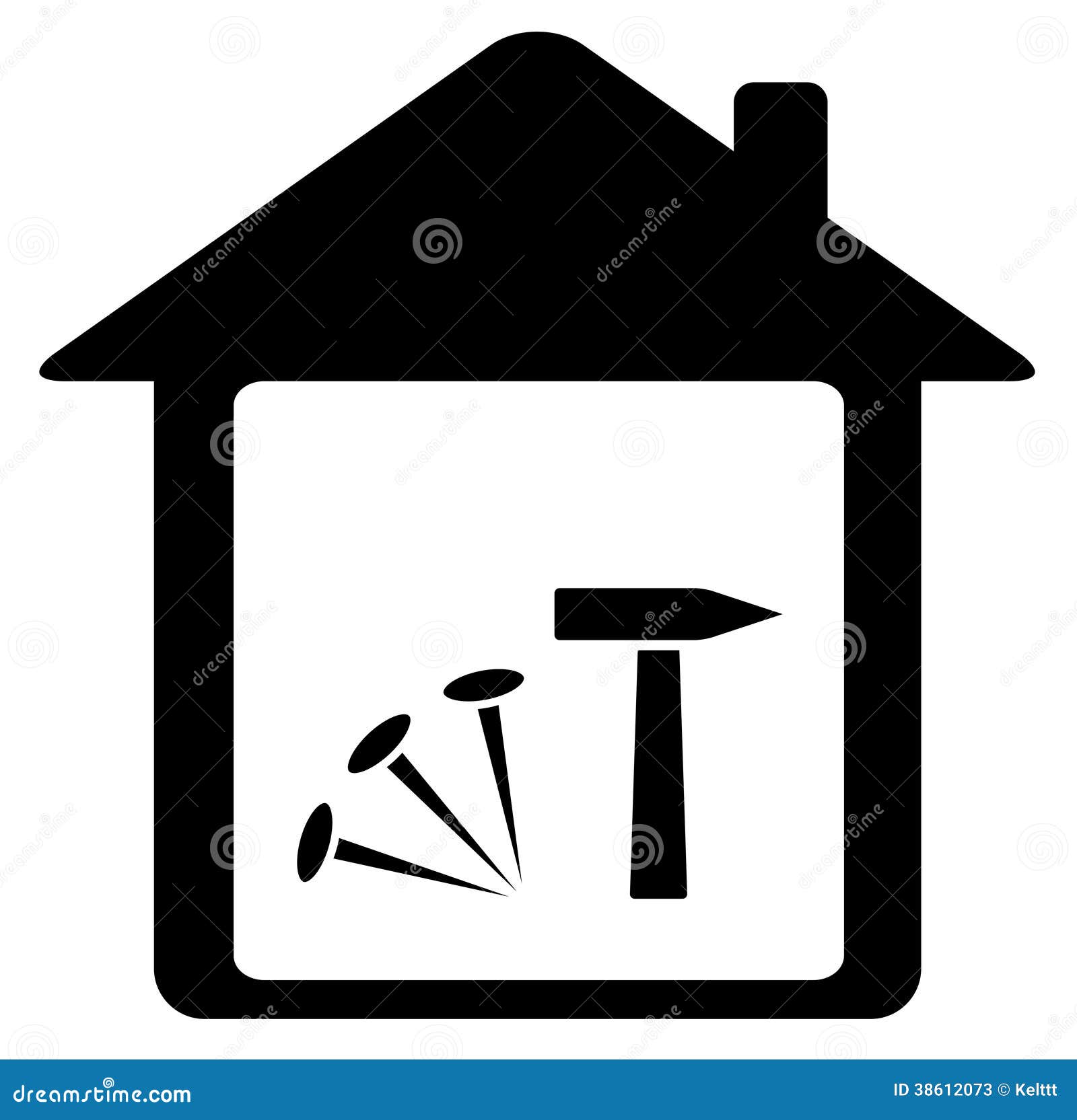 Icon with Nails, Hammer and Home Stock Vector - Illustration of home ...