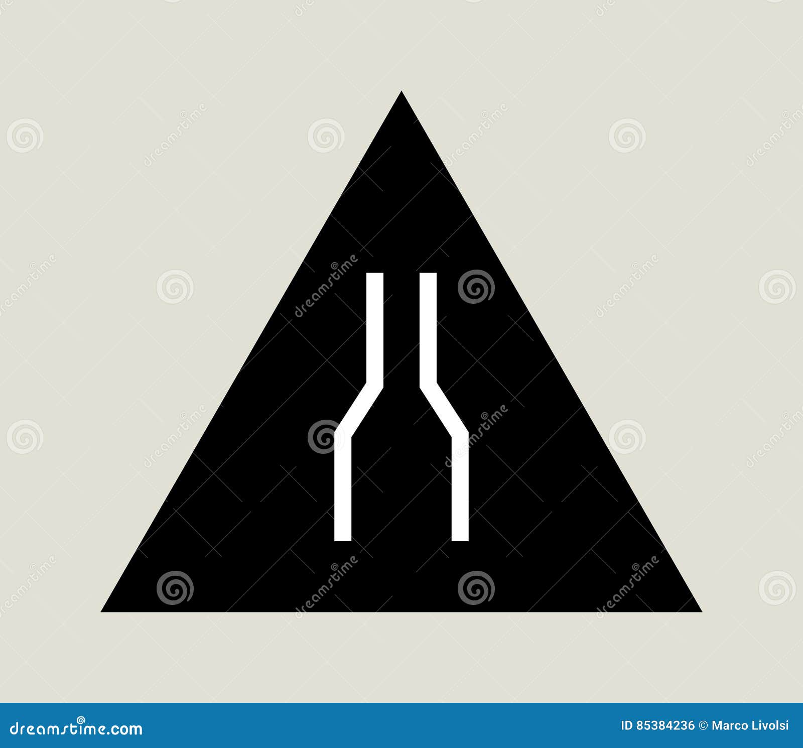 Icon Narrow Road Sign Illustrated Stock Illustration - Illustration of ...