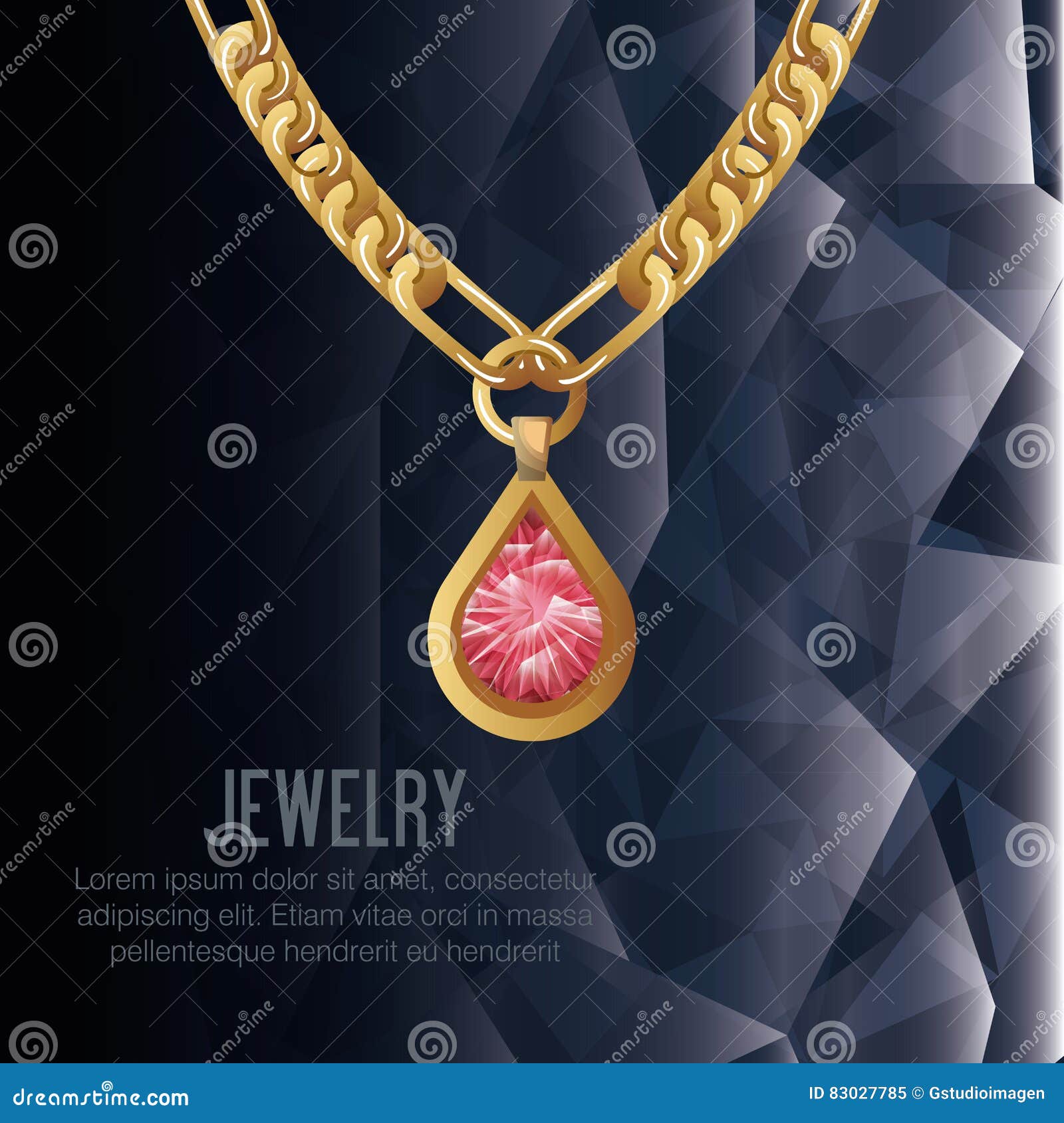 Icon Necklace Gold Gem Isolated Stock Illustration - Illustration of ...