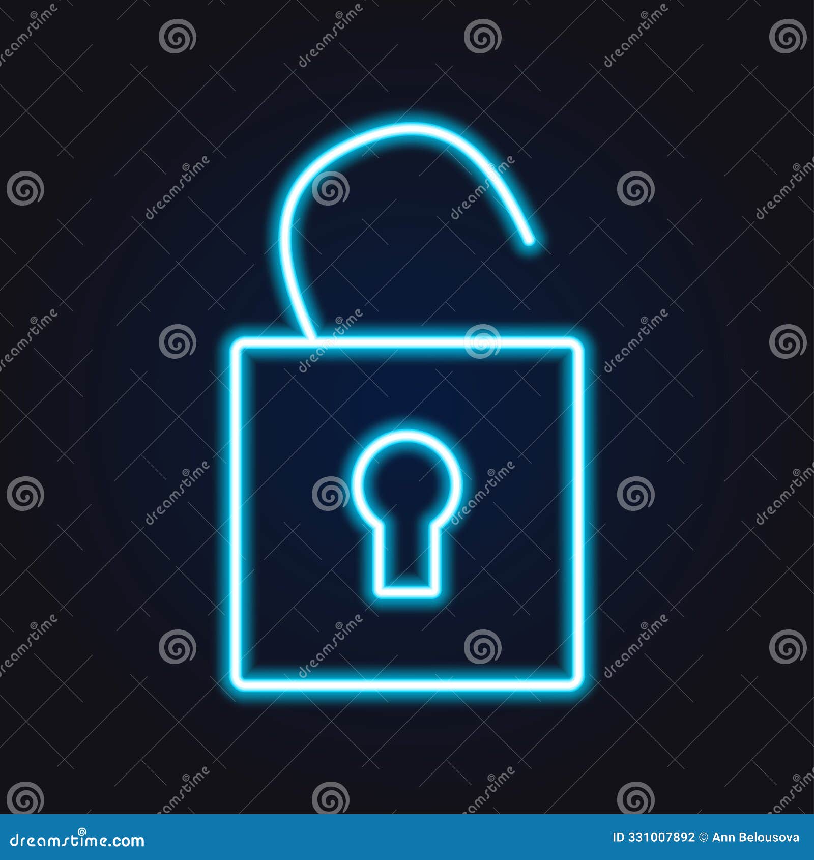 Icon Neon, Luminous Lock Blue Open . Vector Stock Vector - Illustration ...