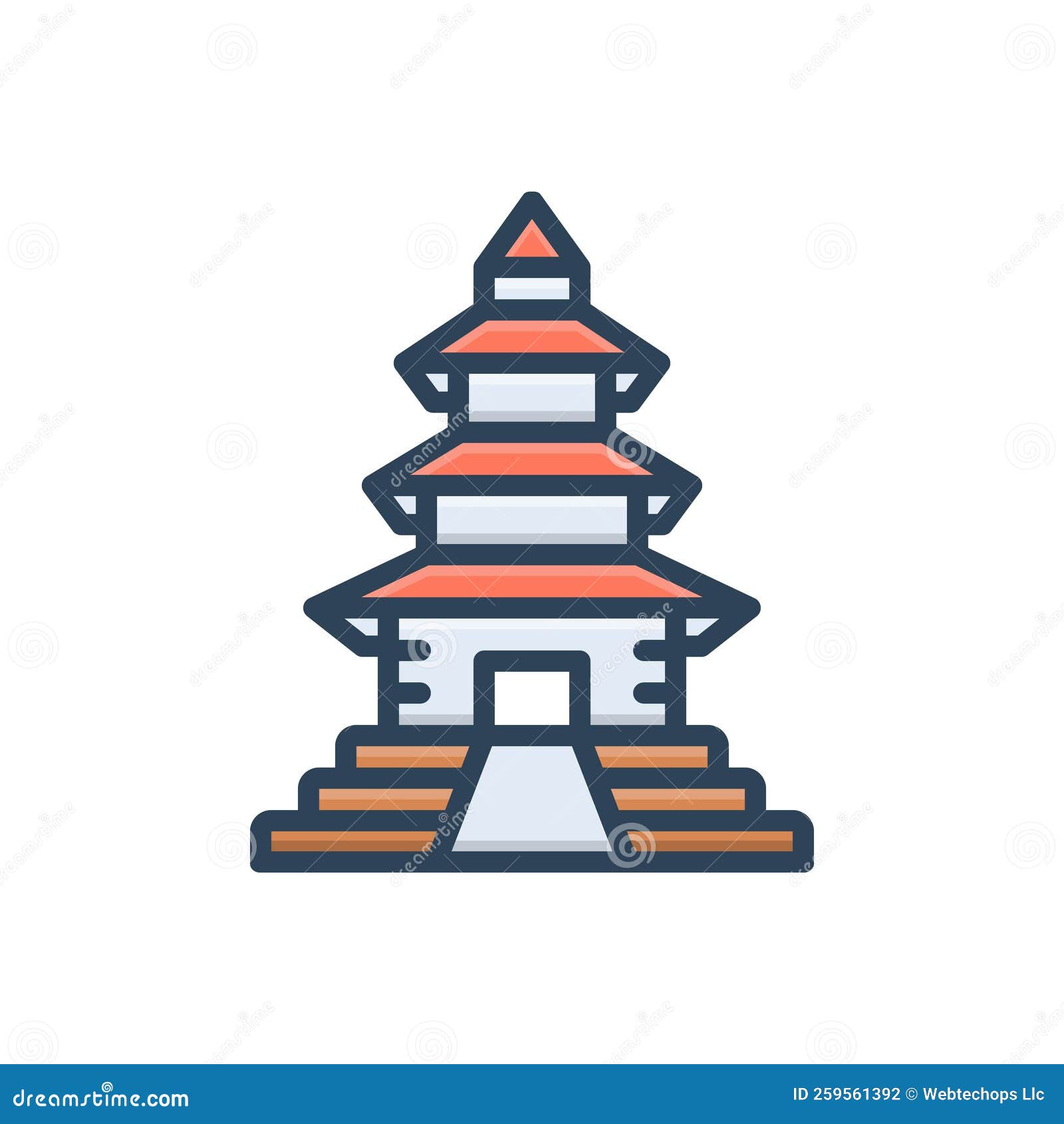 Color Illustration Icon for Nepal, Architecture and Country Stock ...