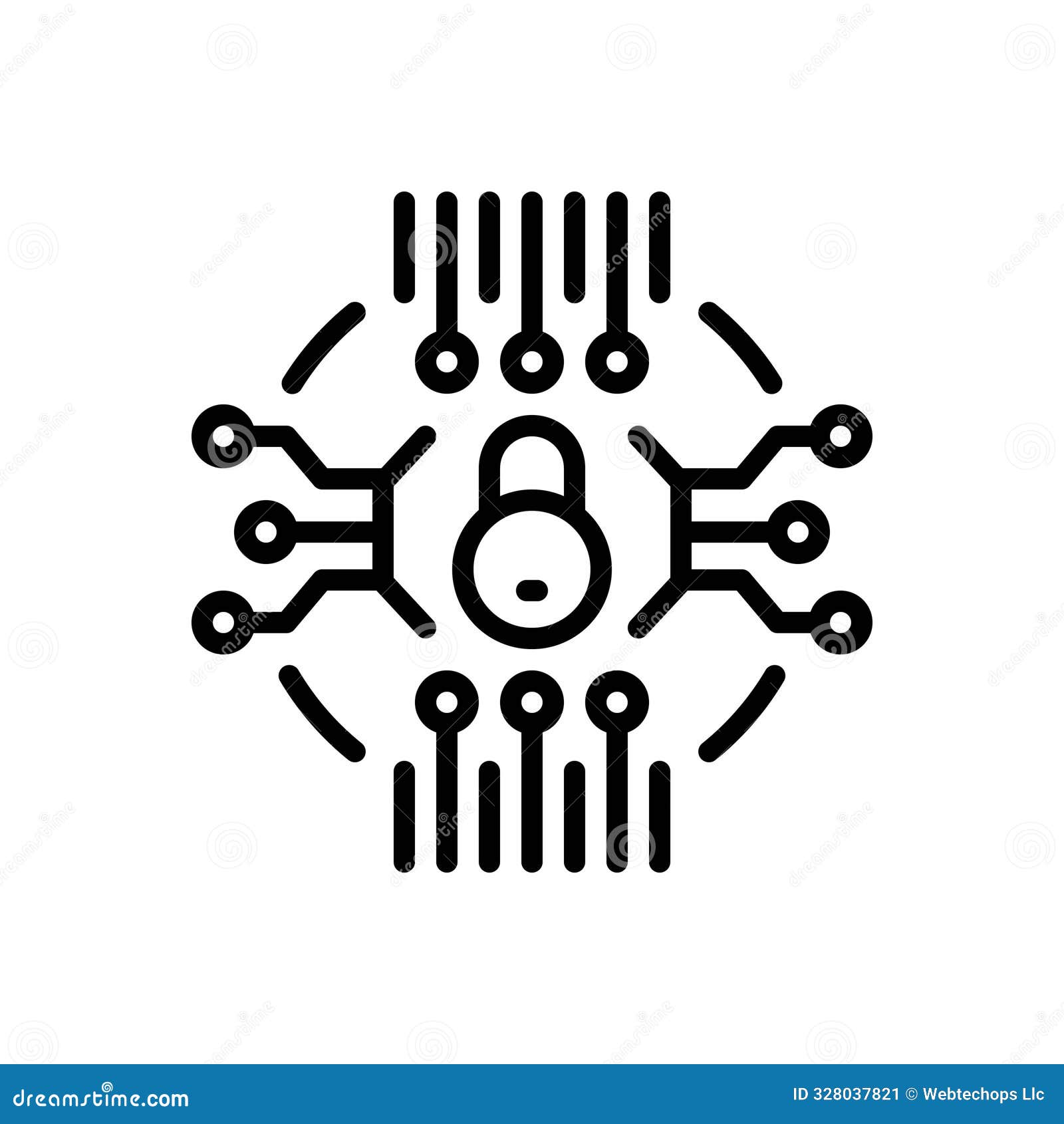 Black Line Icon for Network Security, Cyber Security and Cyber Stock ...