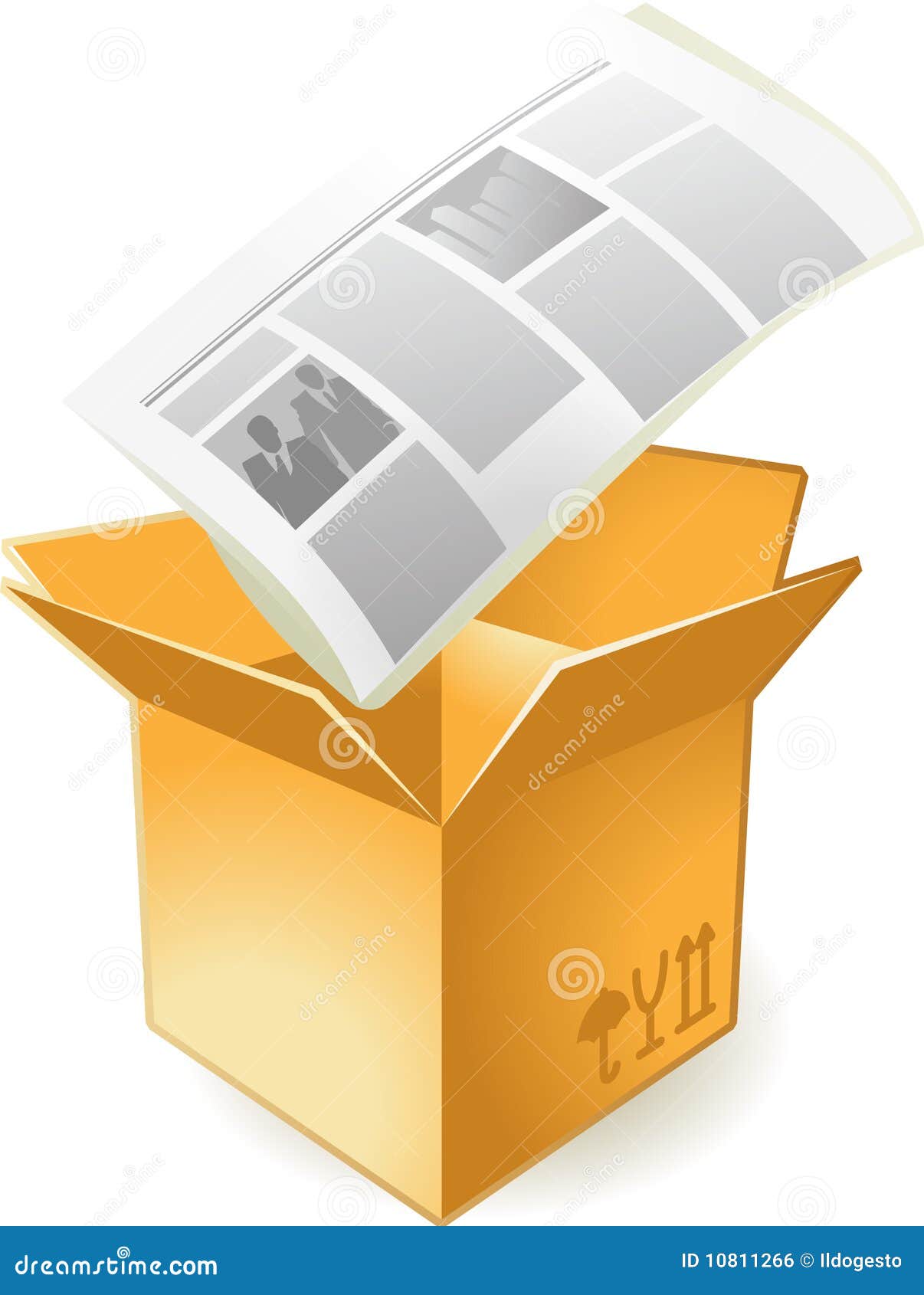 Icon of newspaper in box stock vector. Illustration of media - 10811266