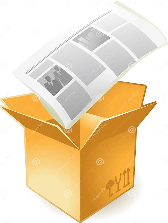 Icon of newspaper in box stock vector. Illustration of media - 10811266
