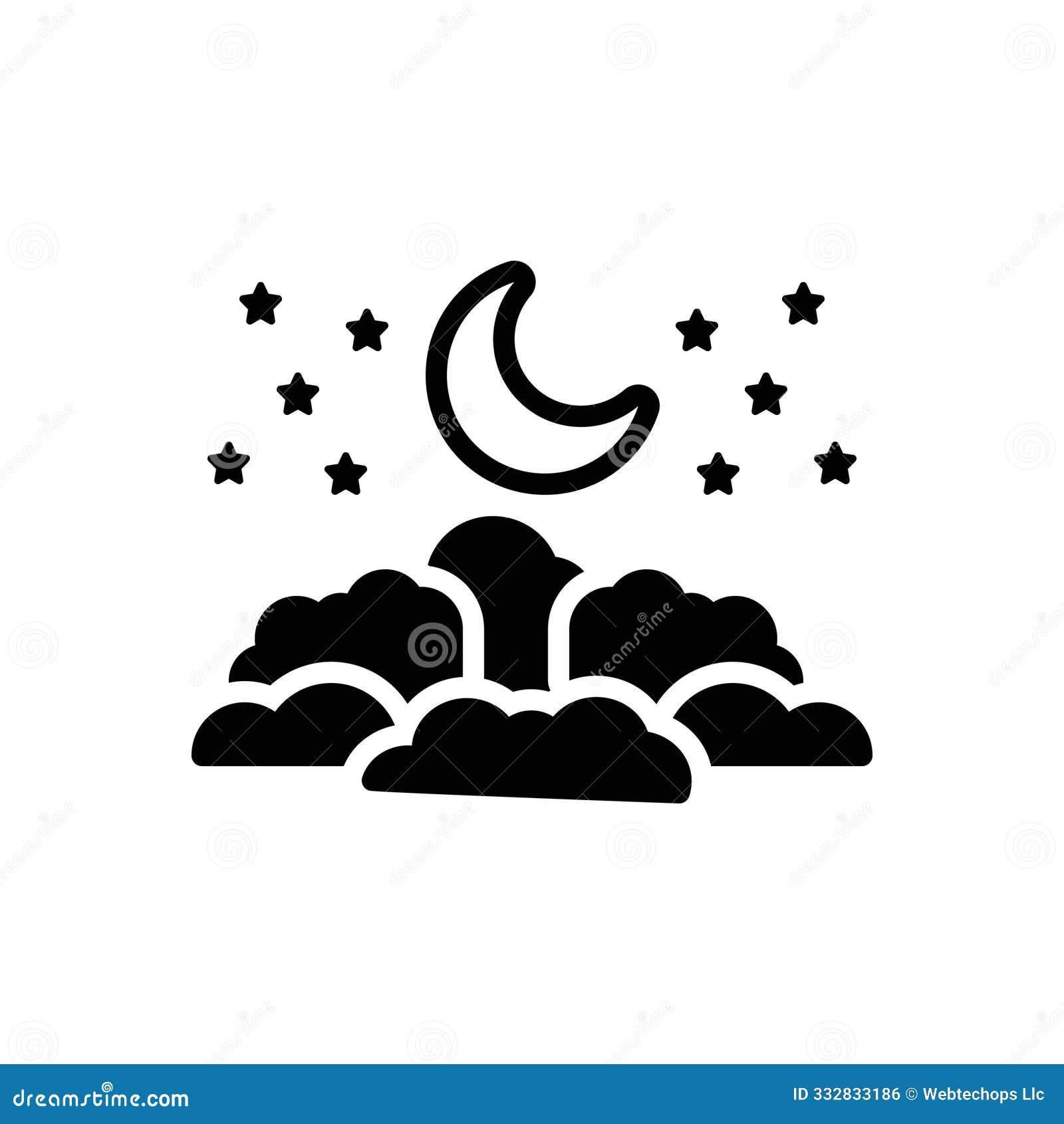 Black Solid Icon for Night, Night Time and Sky Stock Illustration ...