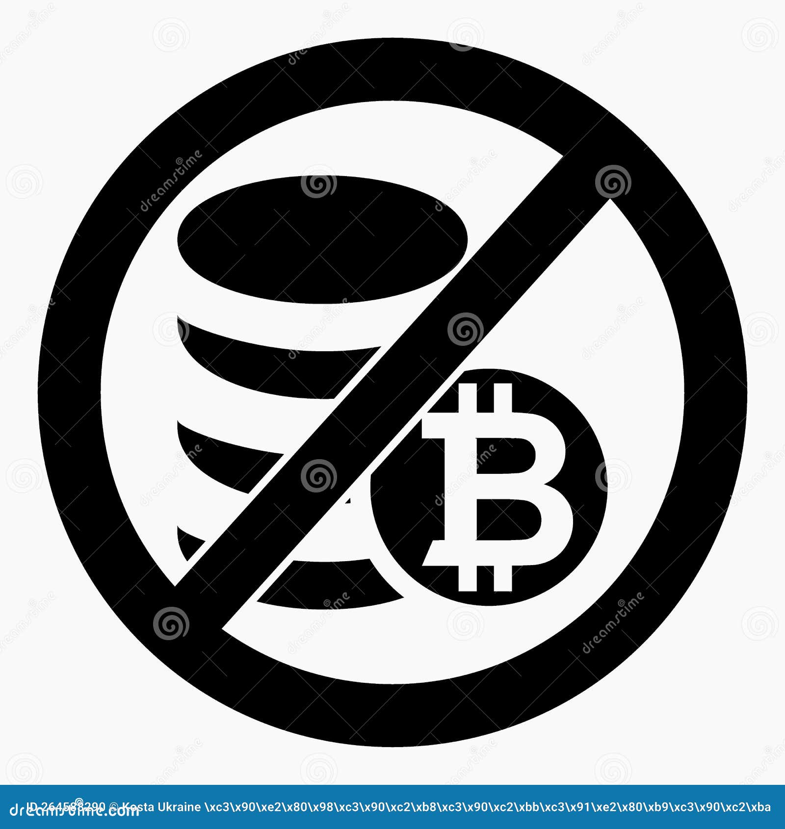 Icon no bitcoin stock vector. Illustration of label - 264588290