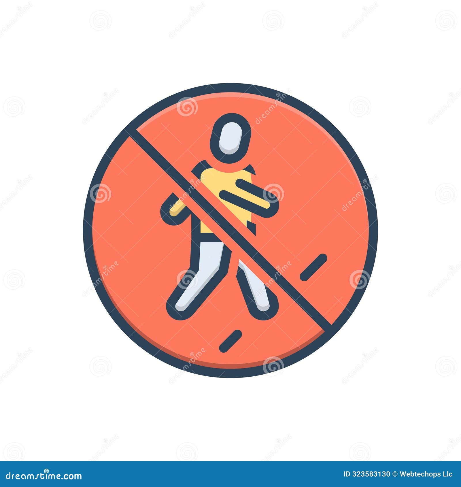Color Illustration Icon for Not Allowed, Pedestrian and Stop Stock ...