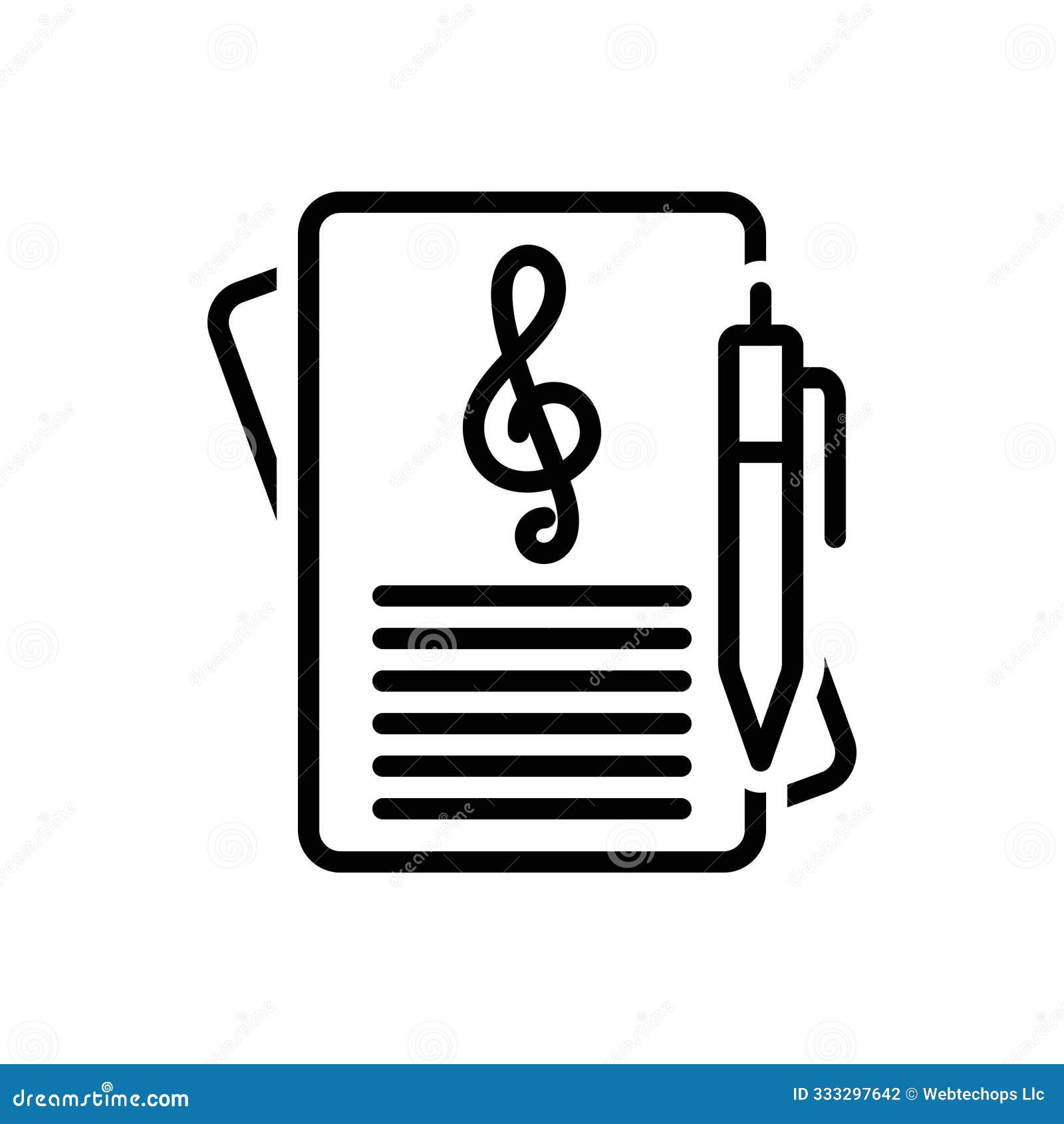 Black Line Icon for Note, Music and Tune Stock Illustration ...
