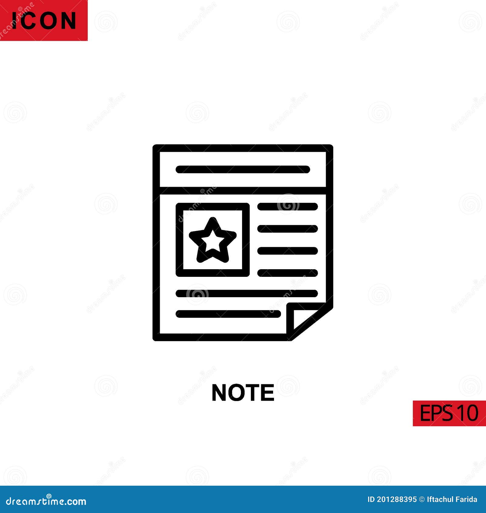 Icon Note. Outline, Line or Linear Vector Icon Symbol Sign Collection ...