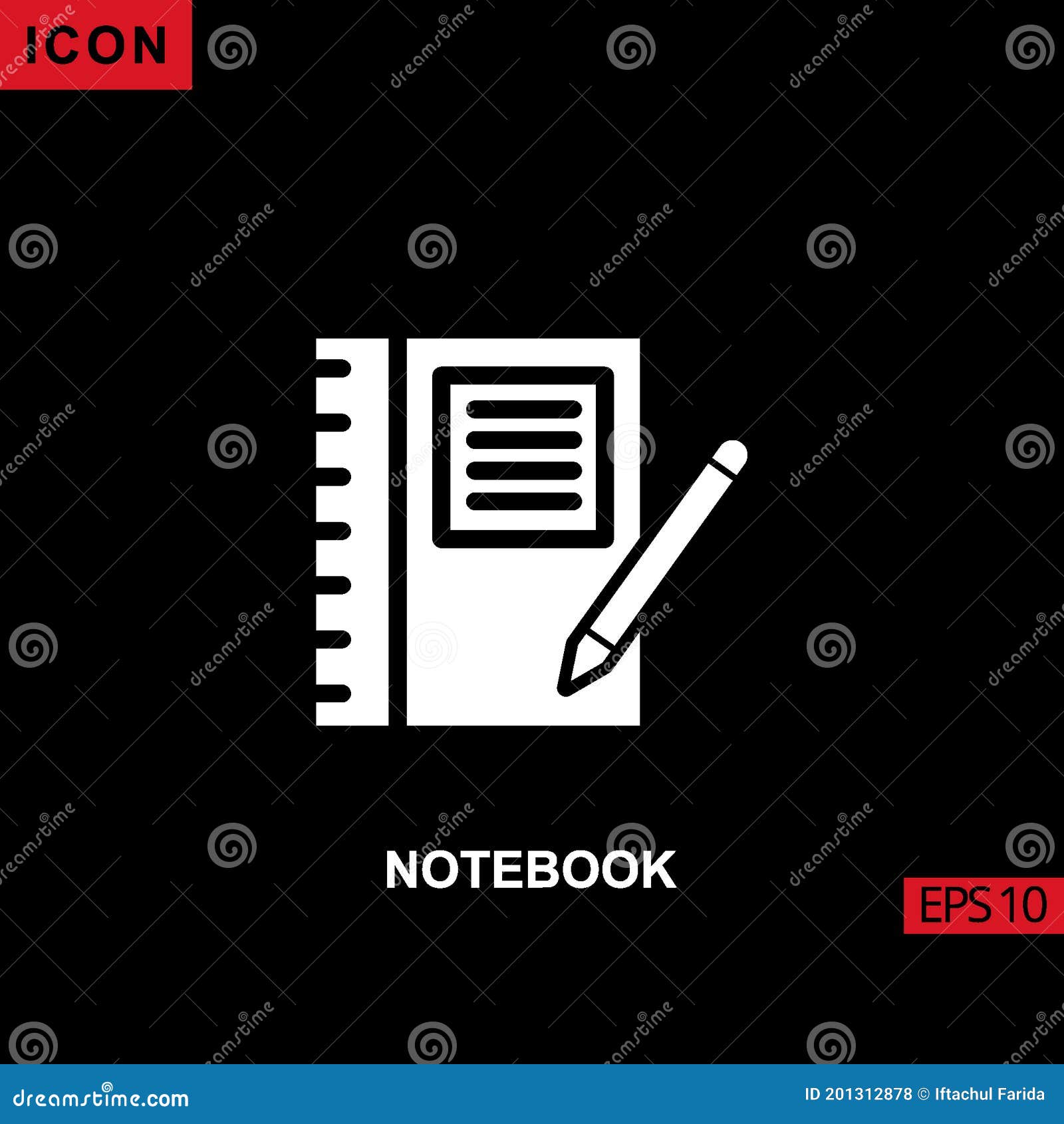 Icon Notebook. Flat, Glyph or Filled Vector Icon Symbol Sign Collection ...