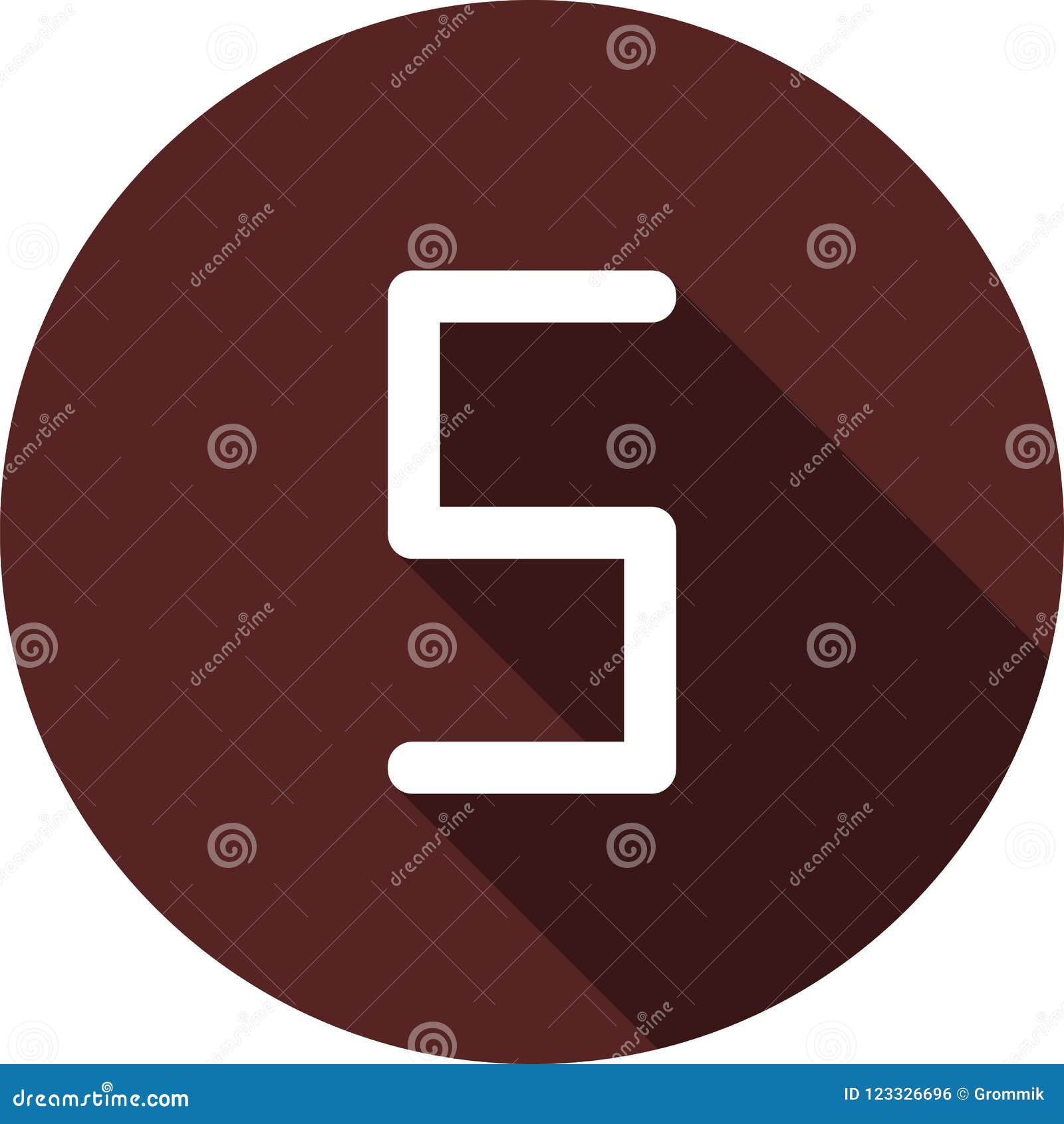 Icon with the Number Five on a Circle of Maroon, Vector Image Stock ...