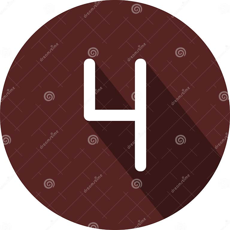 Icon with the Number Four on a Circle of Maroon, Vector Image Stock ...