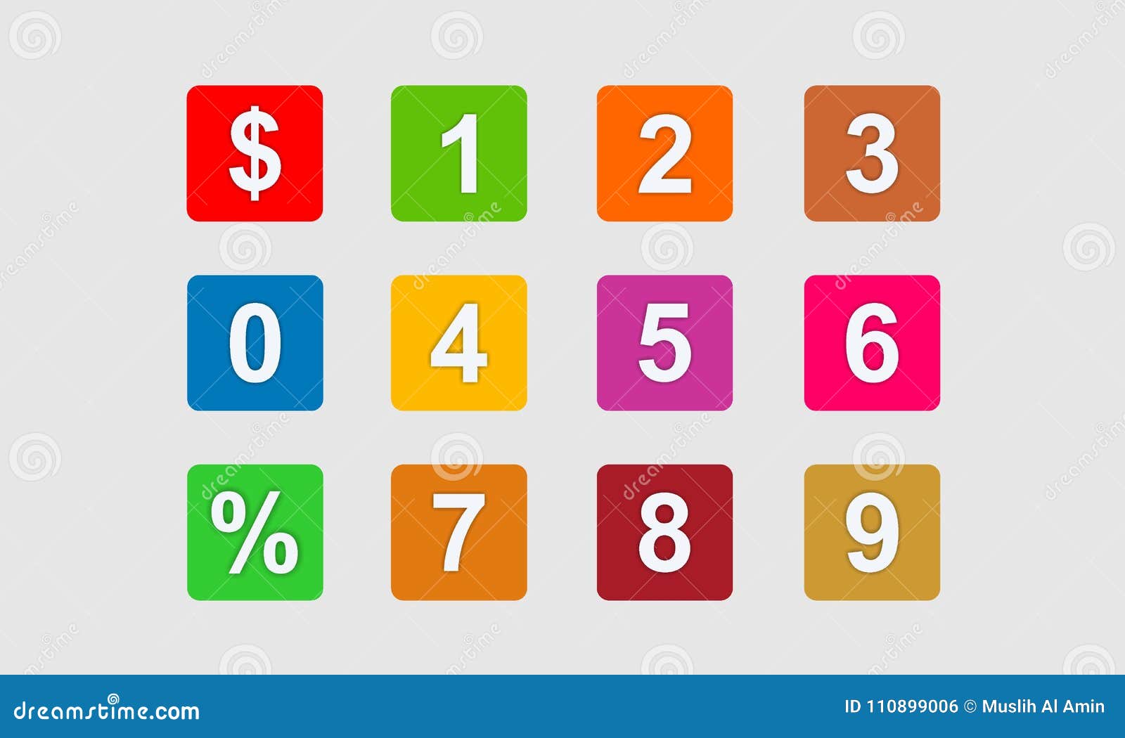 Set of 0-9 Numbers. Colorful Icon Number Design. Stock Vector ...