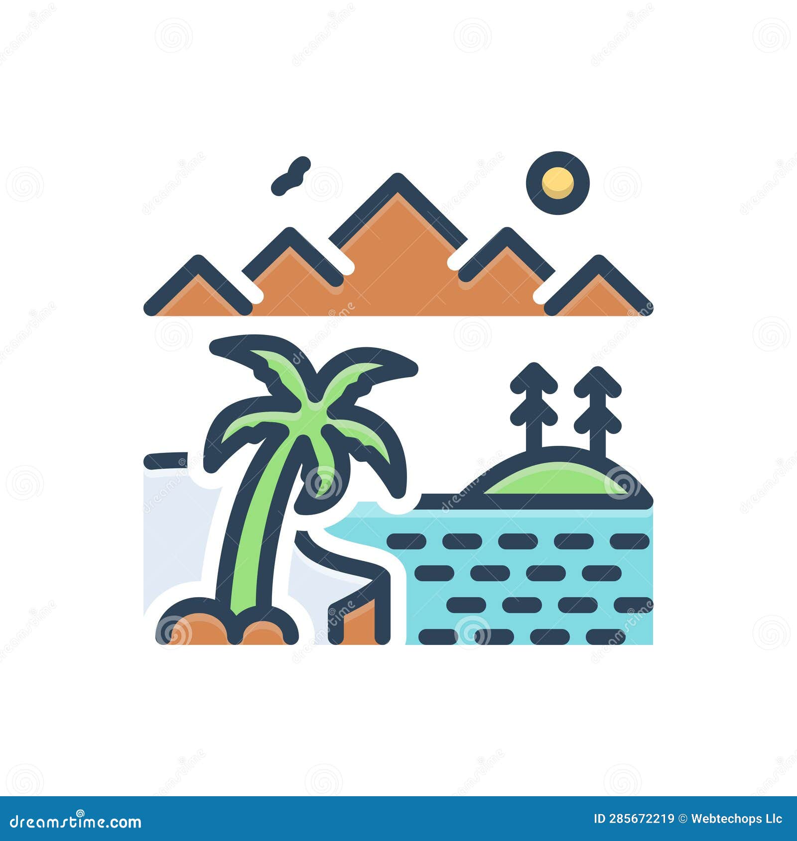 Color Illustration Icon for Oasis, Saudi and Palm Stock Illustration ...