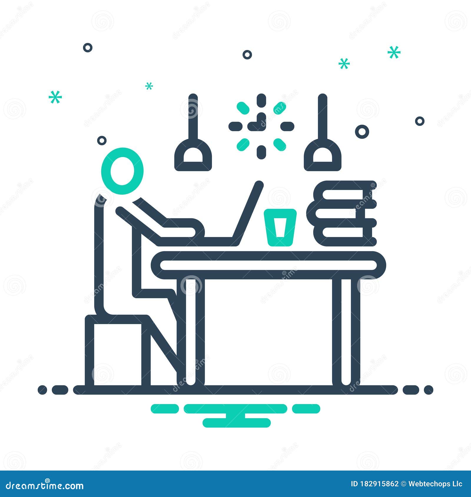 Mix Icon for Office, Workroom and Job Stock Vector - Illustration of ...