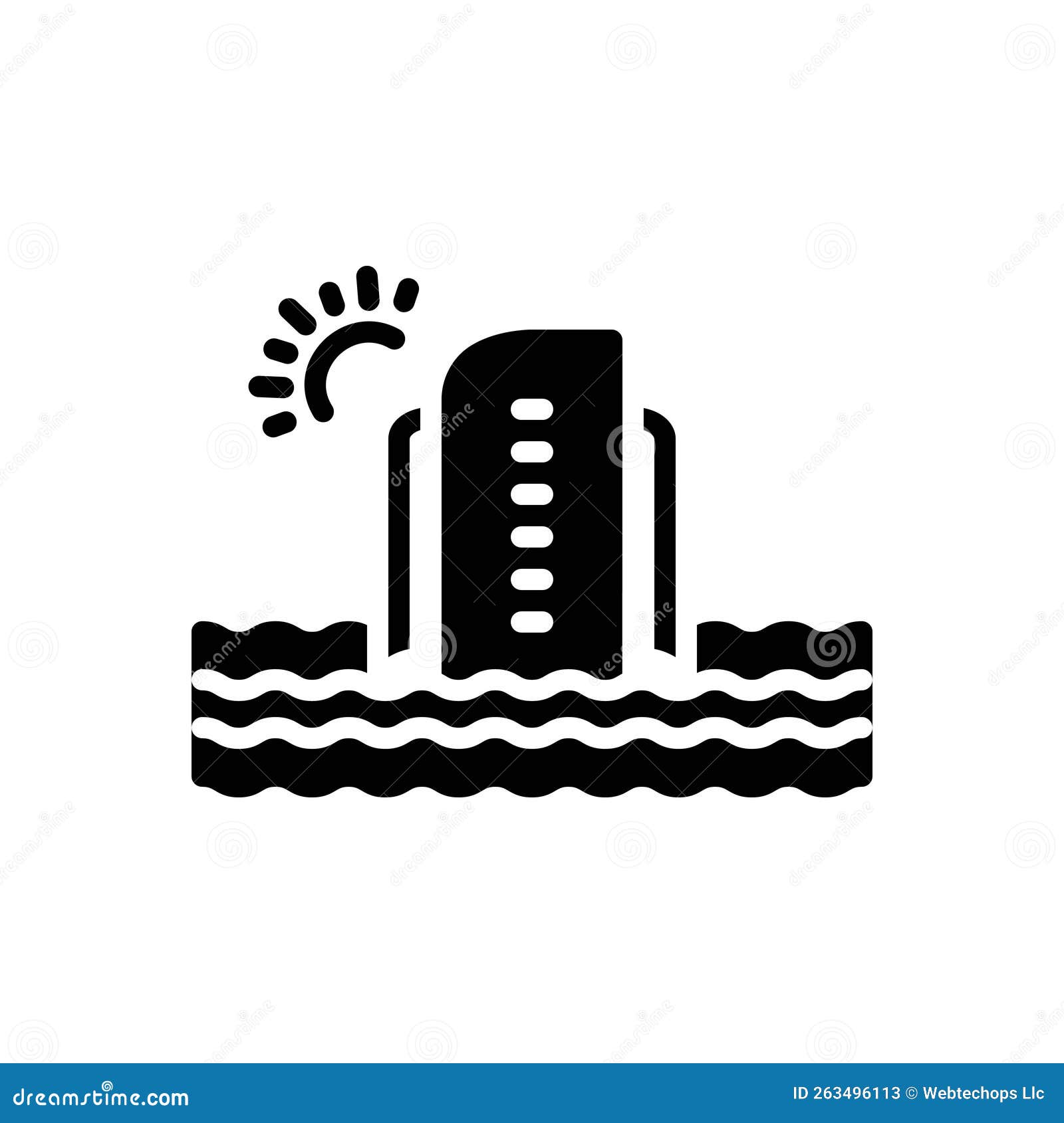 Black Solid Icon for Offshore, Water and Ray Stock Vector ...