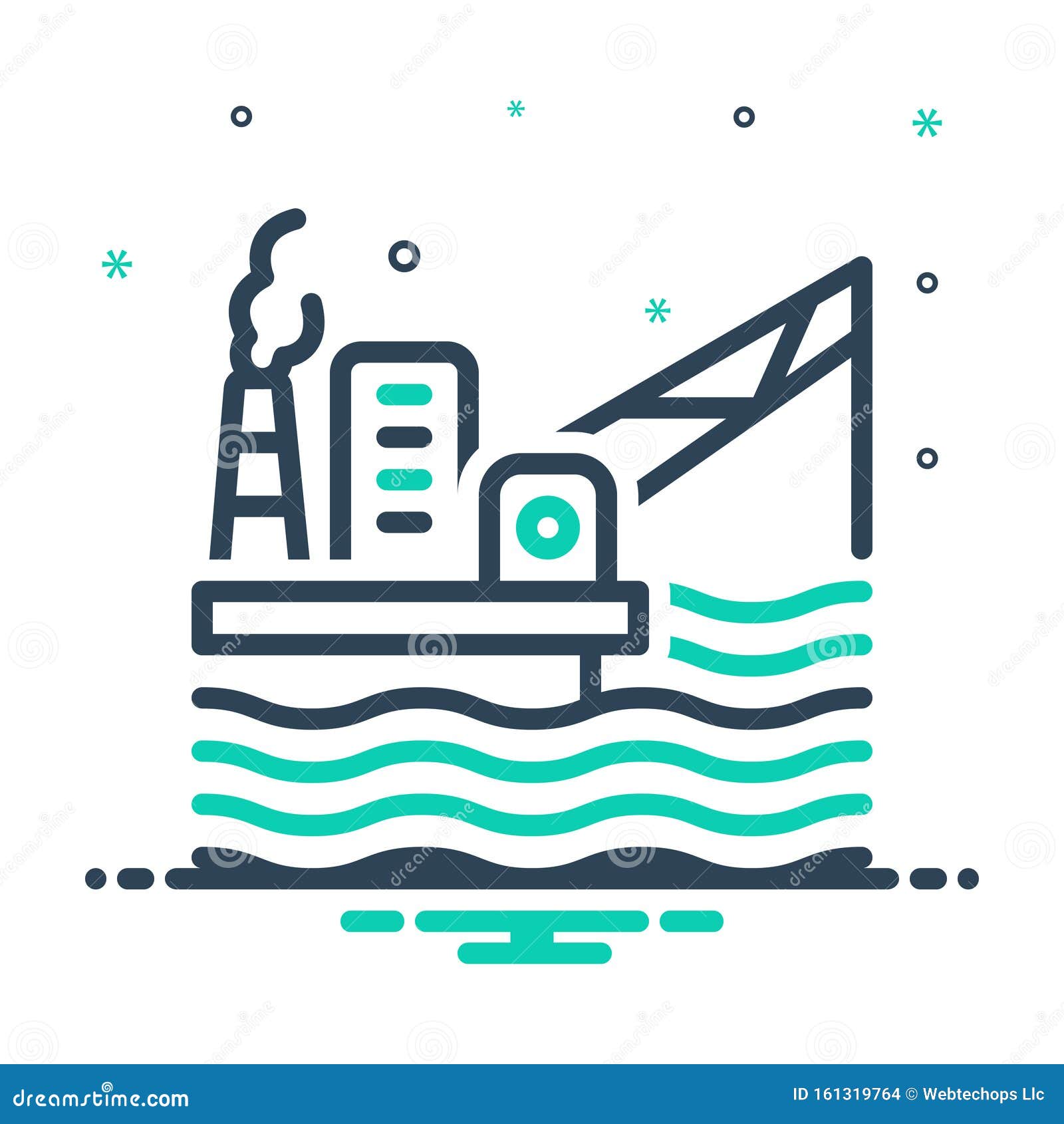 Mix Icon for Oil Platform, Offshore and Development Stock Vector ...