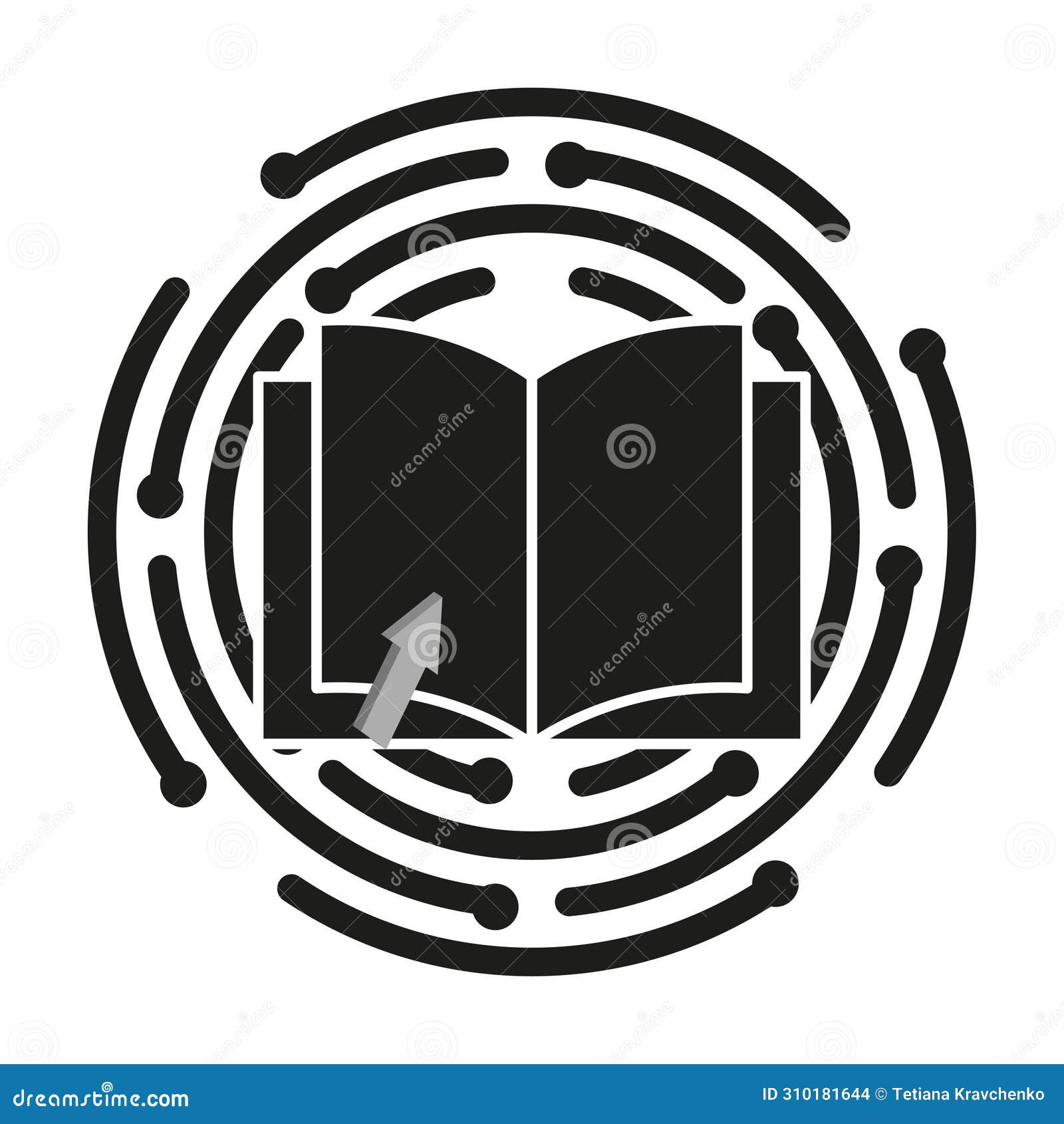 Icon Online Learning. Book with Digital Cursor. E Education Resource ...