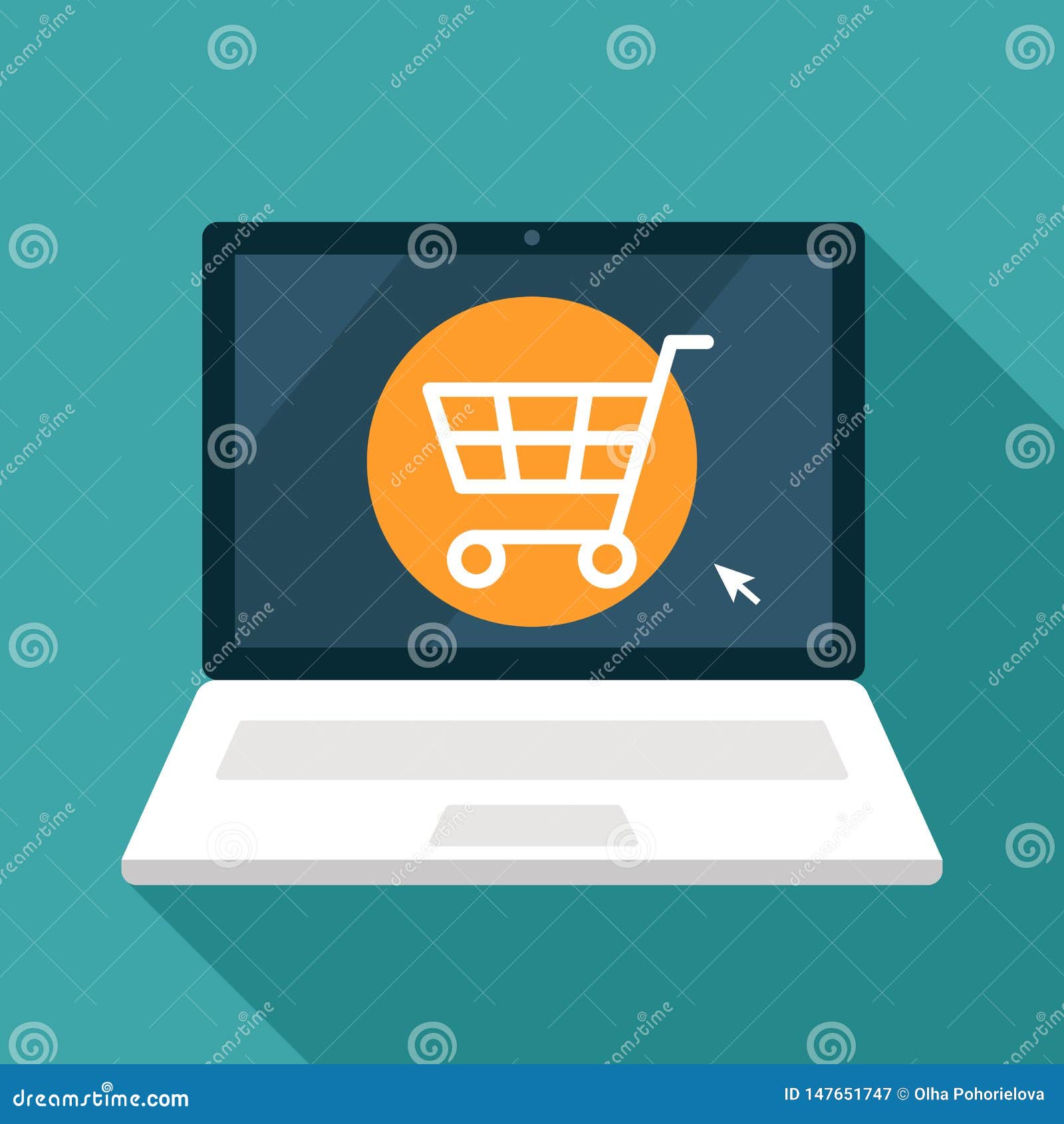 Icon of an Open Online Store through a Laptop. Concept of Modern ...