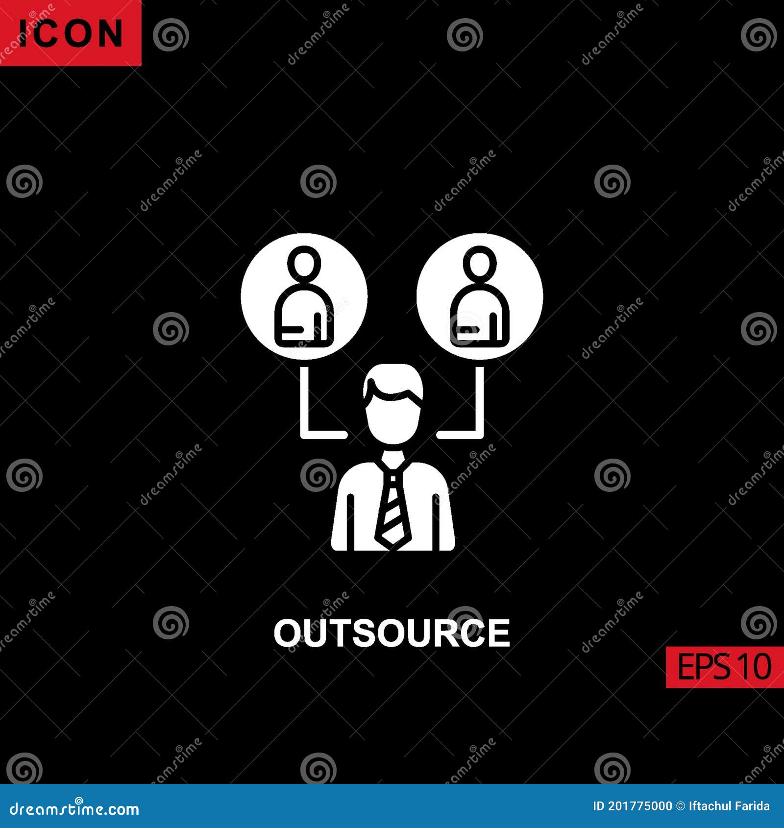 Icon Outsource with Work Team and World Arrows. Glyph, Flat or Filled ...