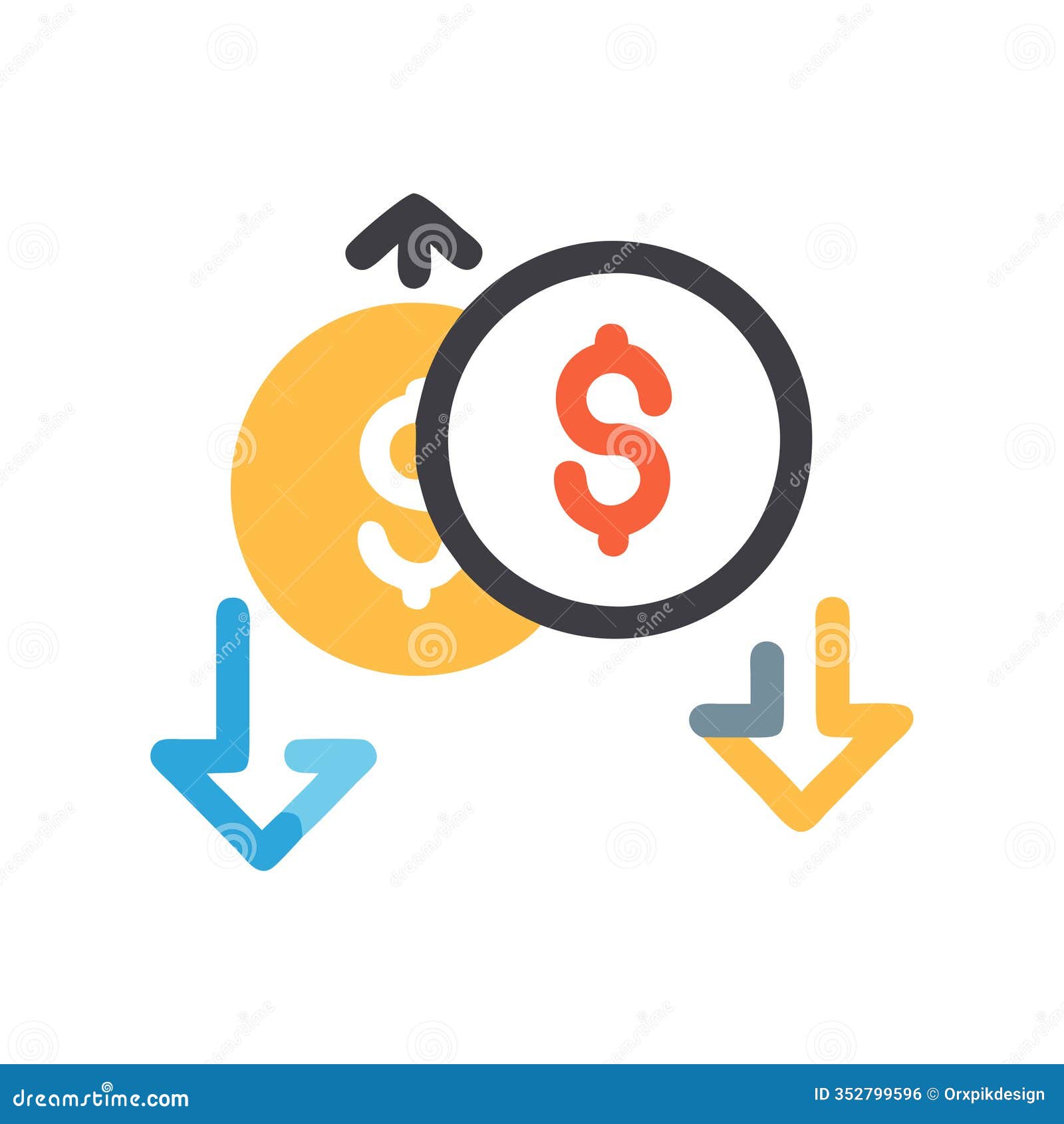 Financial Loss: Red Arrows And Bars On Stock Market Chart Showing ...