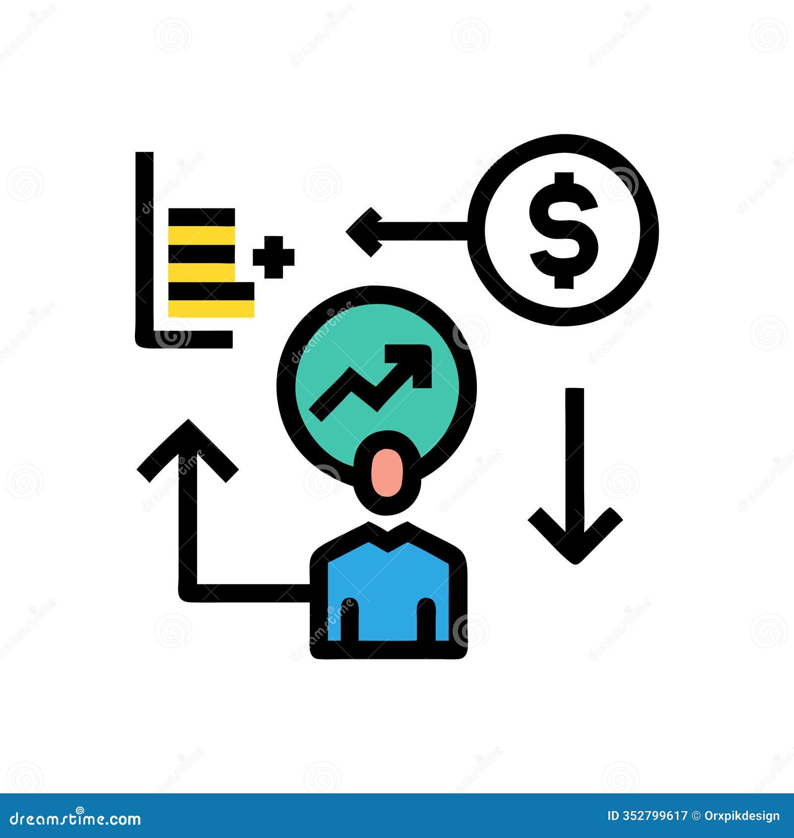 Financial Modeling And Simulation Line Icons Collection. Forecasting ...