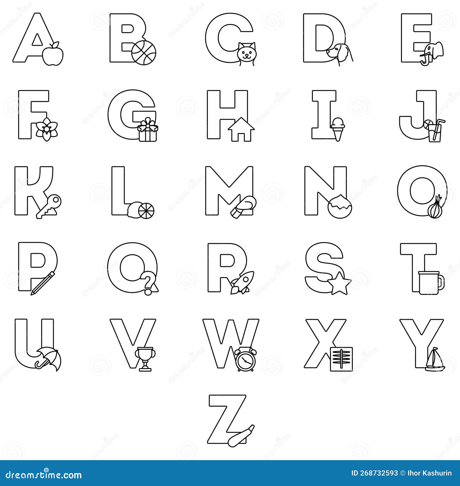 Icon Pack Alphabet Letters for Kids Stock Vector - Illustration of ...
