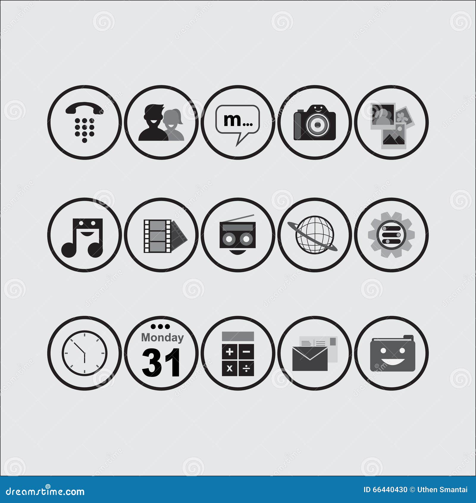 Icon Pack (BW) stock vector. Illustration of internet - 66440430