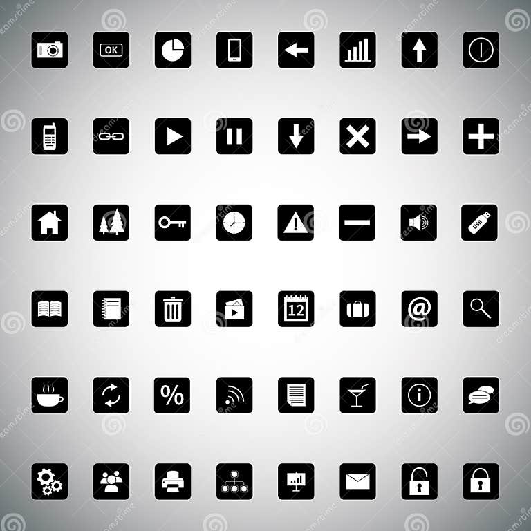 Black and White Universal Icon Bundle Stock Vector - Illustration of ...