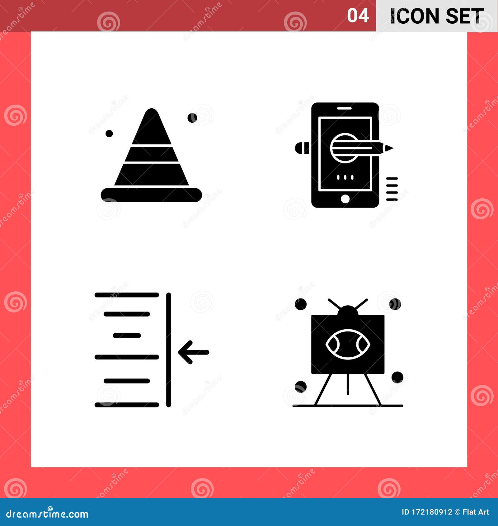 4 Icon Pack Solid Style Glyph Symbols on White Background. Simple Signs ...