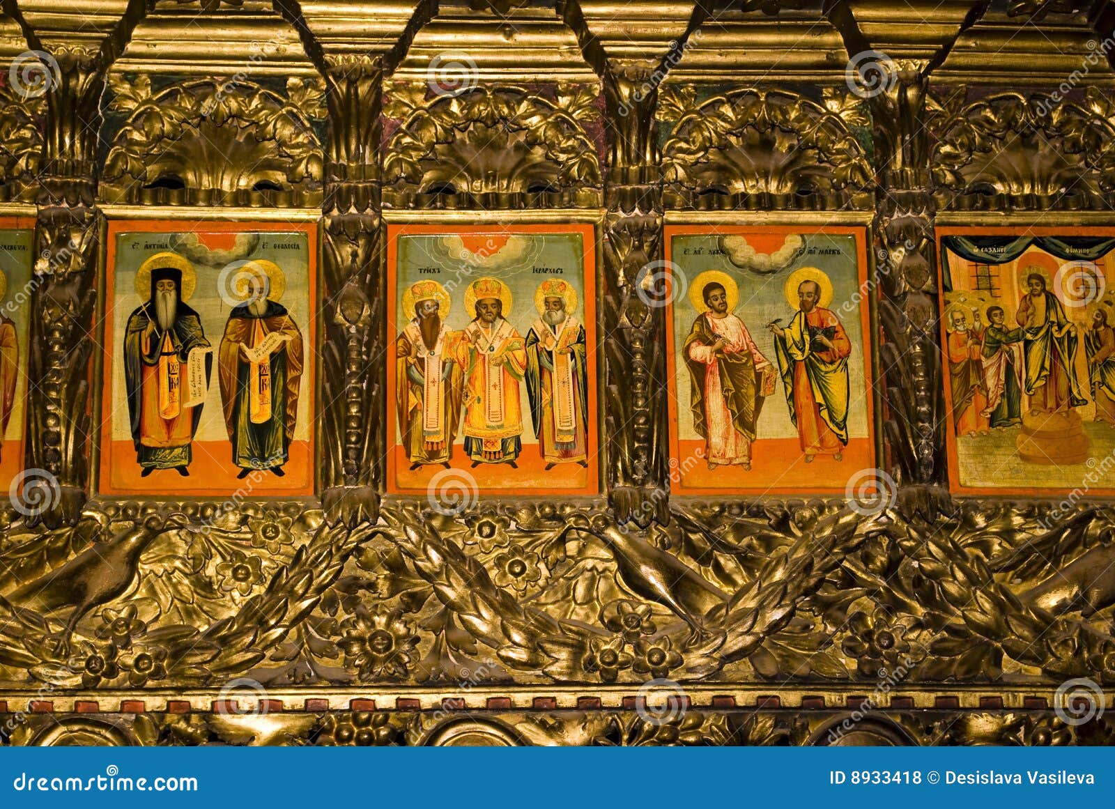 Icon Paintings in Monastery Interior Stock Photo - Image of faithful ...