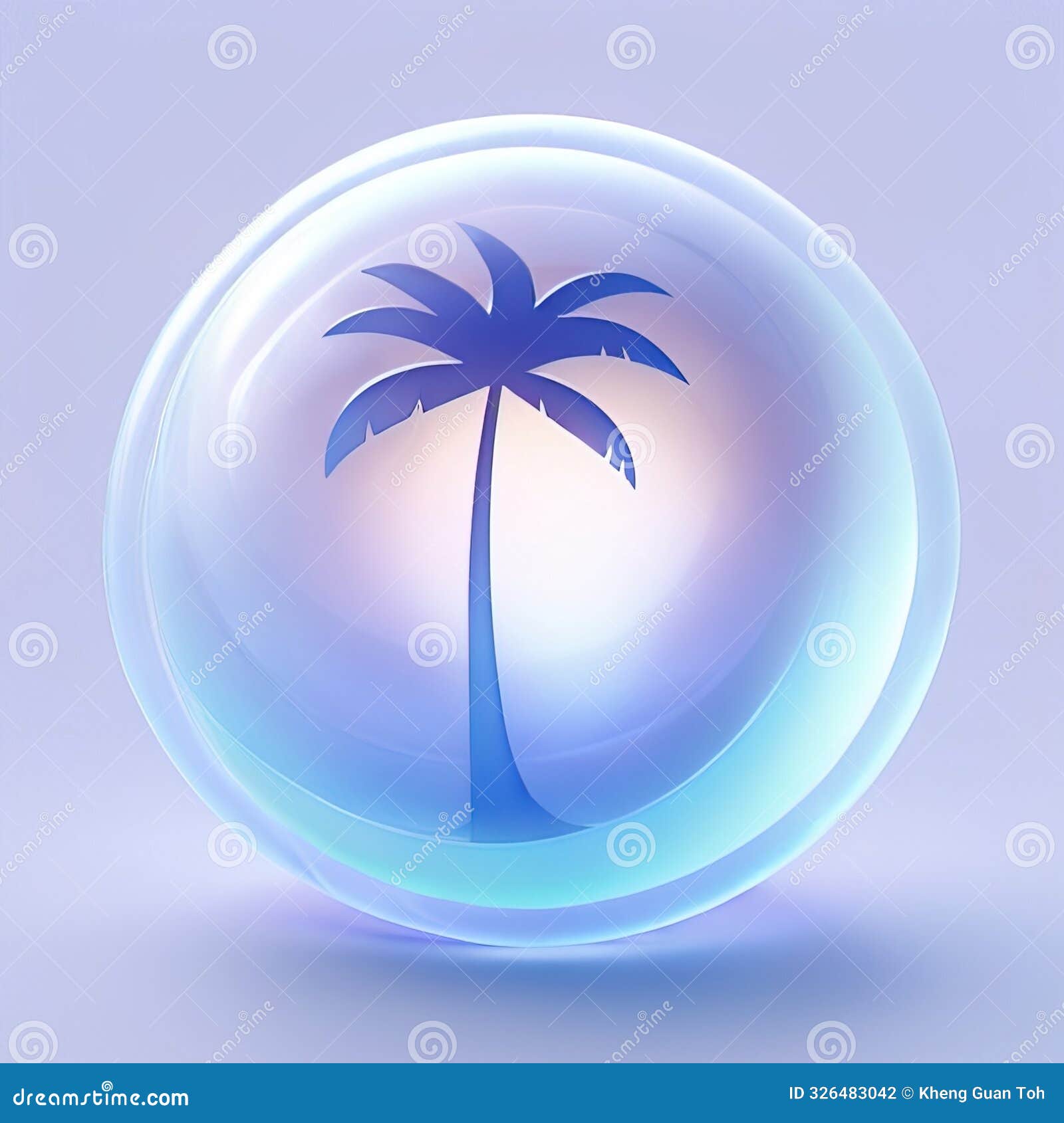 Icon of Palm Tree, Glossy Glass Style Stock Illustration - Illustration ...