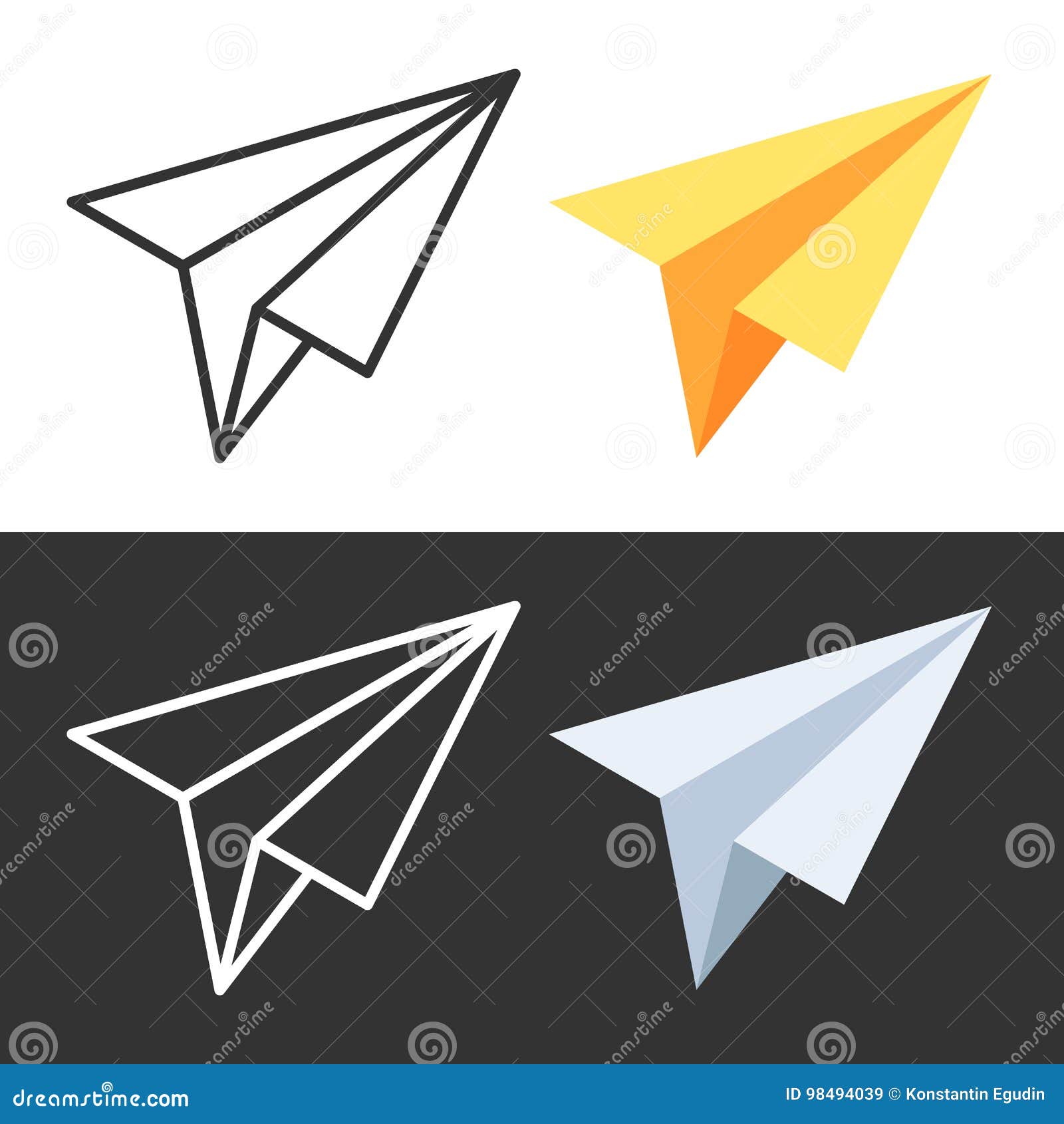 Icon paper airplane stock vector. Illustration of creative - 98494039