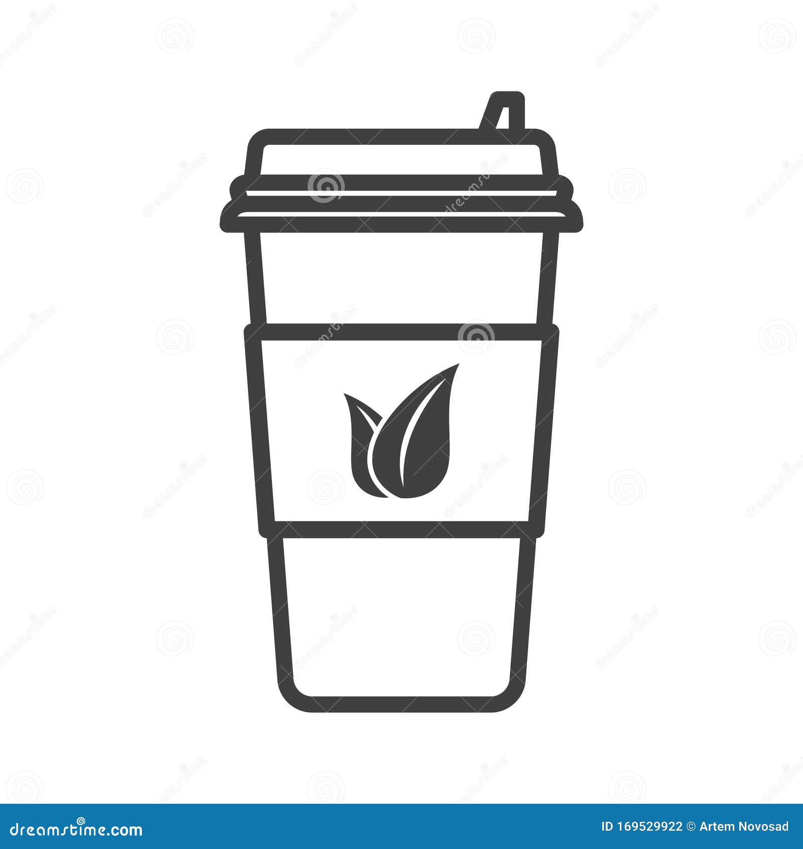 Icon Paper Cup for Tea with a Plastic Cap. Linear Execution. Image of ...