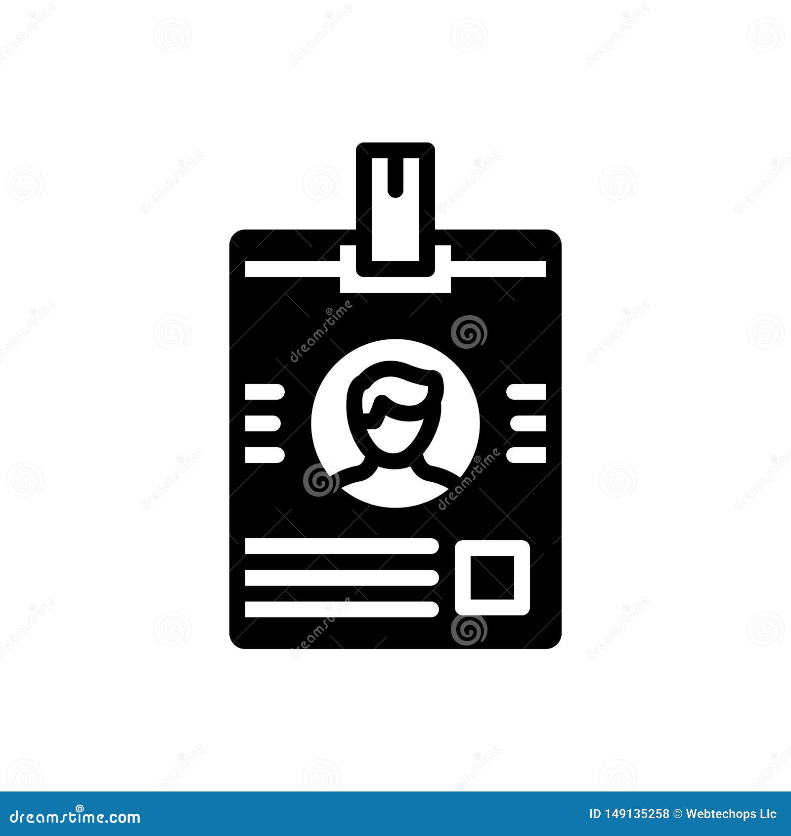 Black Solid Icon for Pass, Id and Card Stock Vector - Illustration of ...