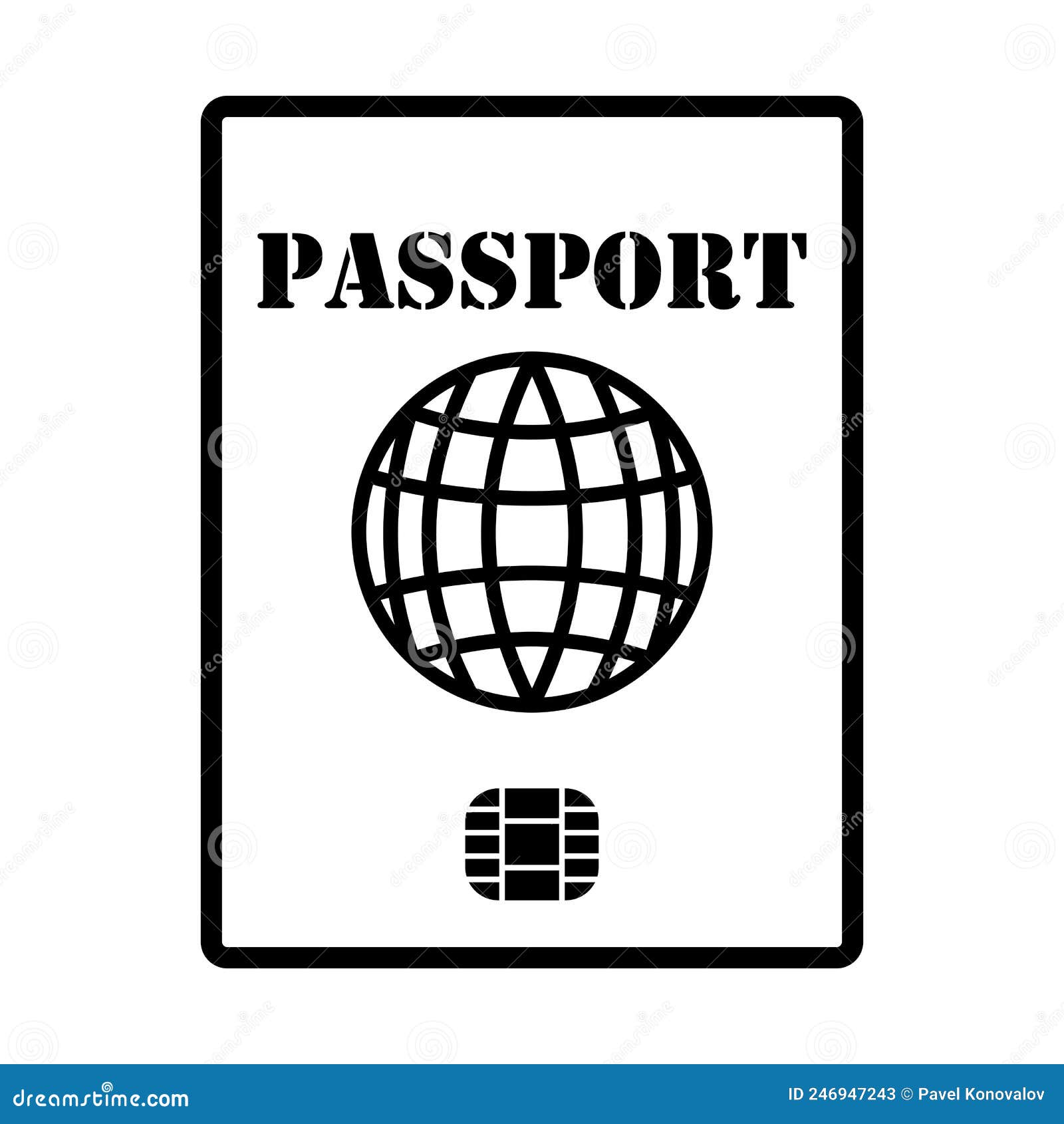 Icon of Passport with Chip stock vector. Illustration of legal - 246947243