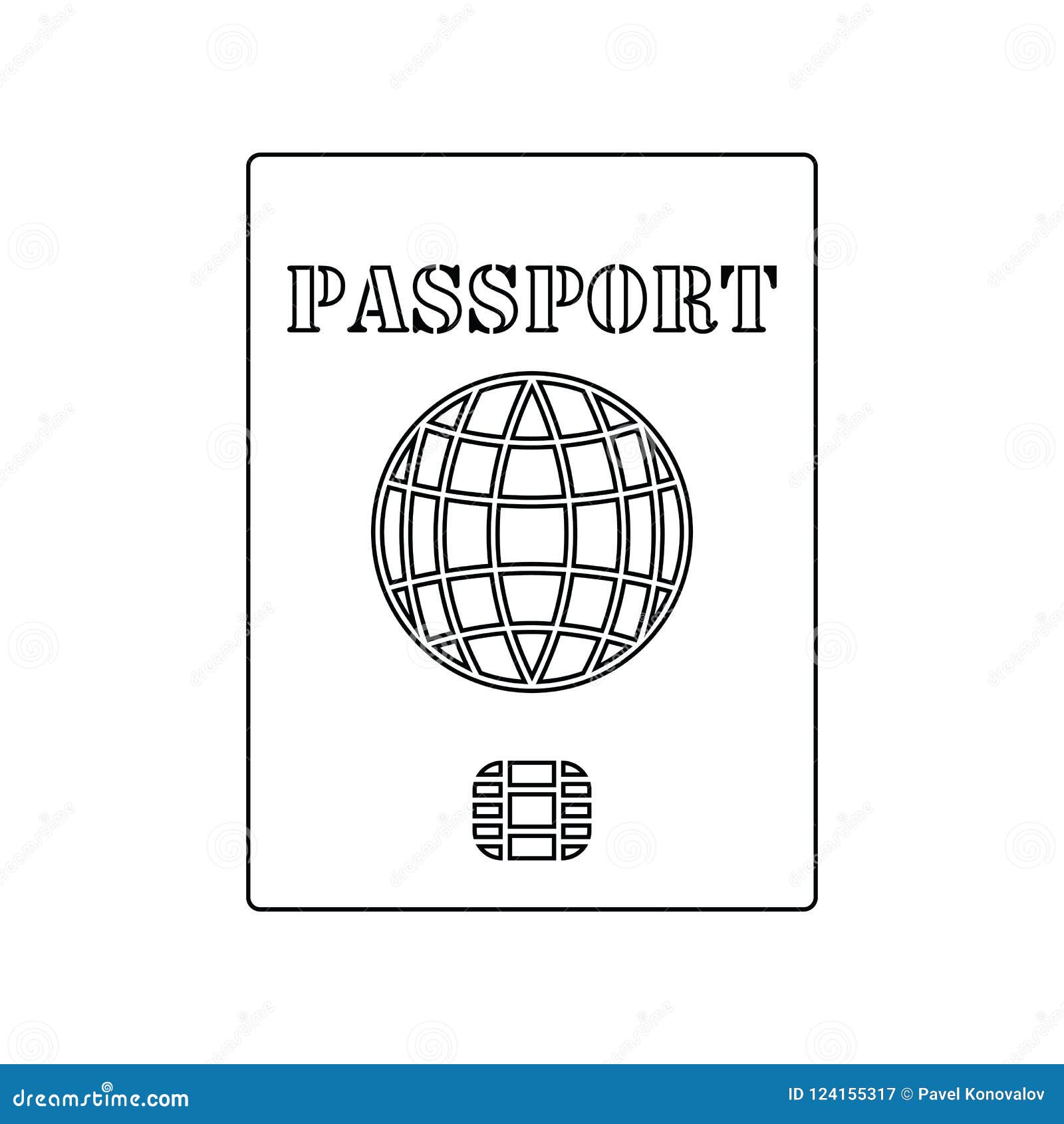 Icon of passport with chip stock vector. Illustration of national ...