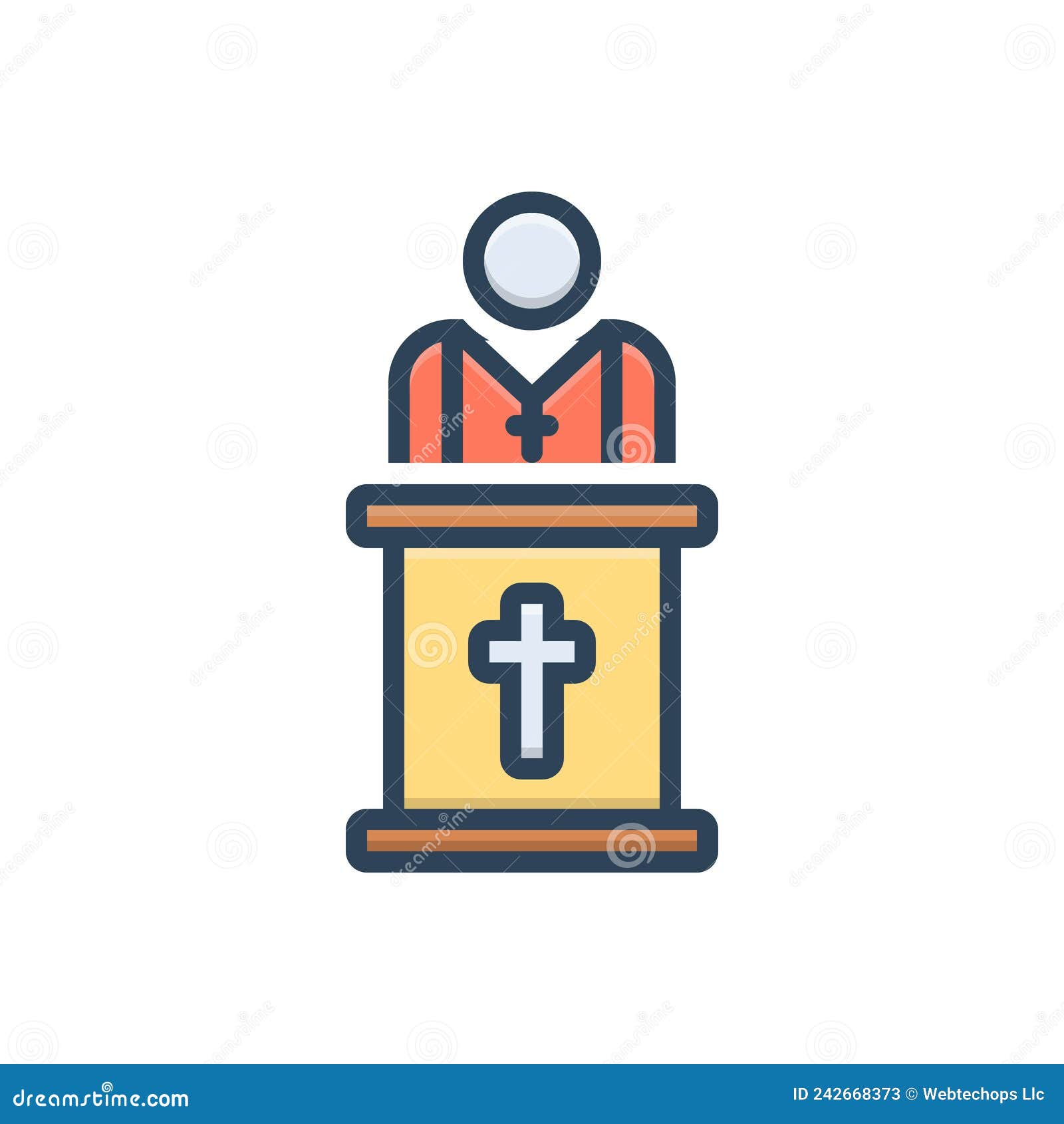 Pastor, Priest, Preacher Speaking In Podium With Bible, Cartoon Flat ...