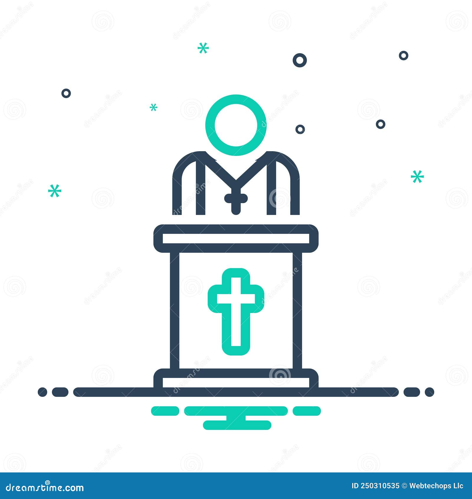 Pastor, Priest, Preacher Speaking In Podium With Bible, Cartoon Flat ...