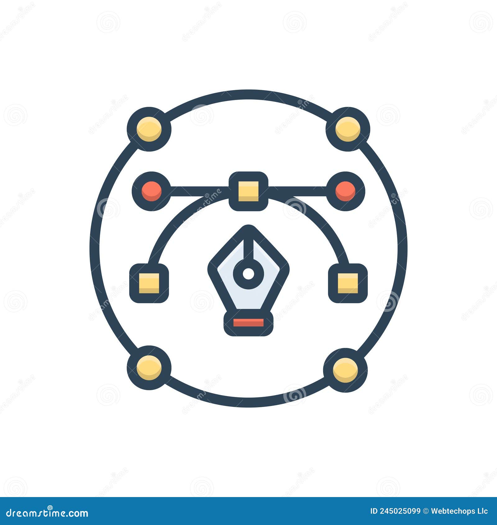 Color Illustration Icon for Path, Anchor and Point Stock Illustration ...