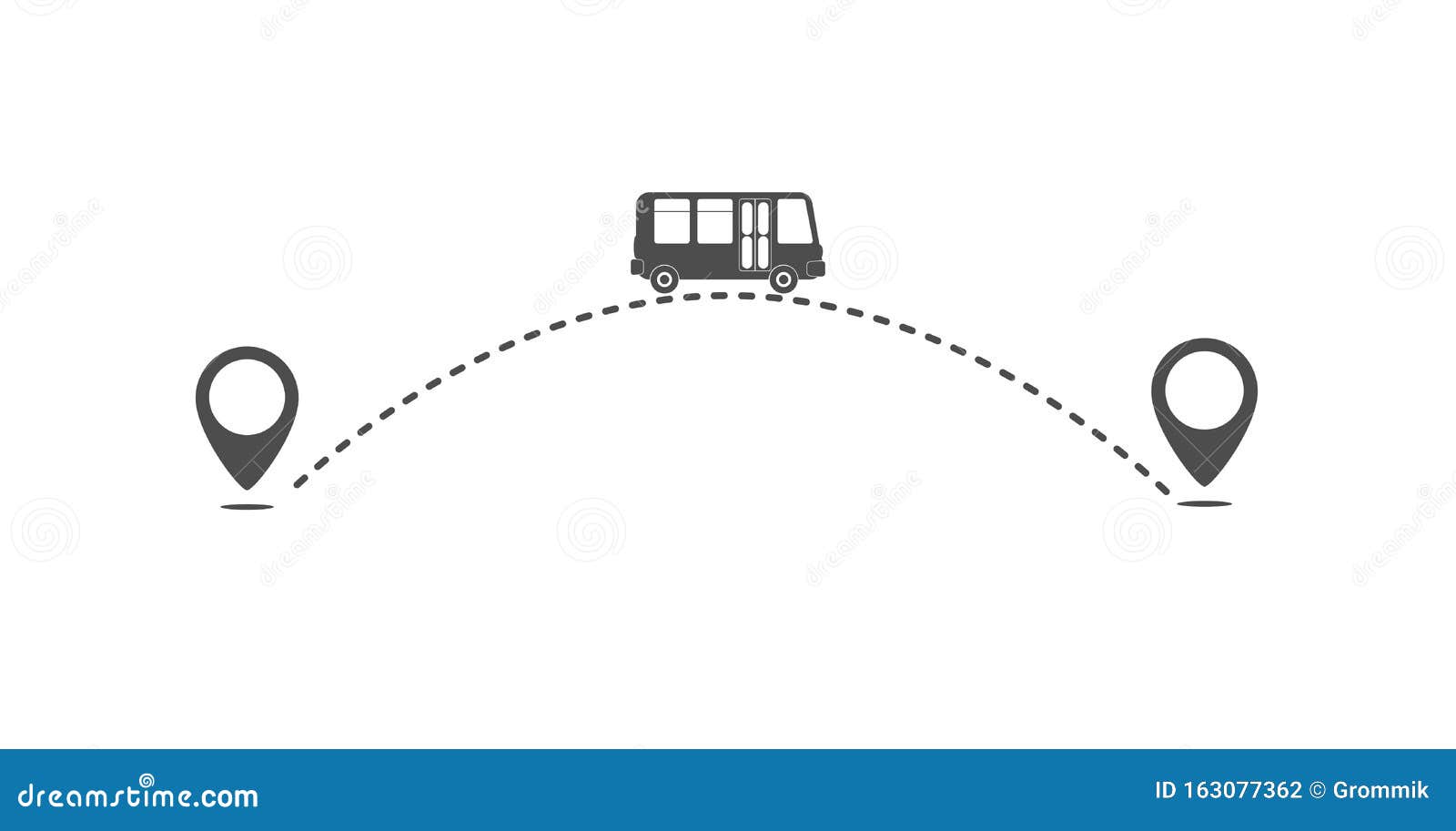 Icon Path of the Bus from One Point To Another. Simple Flat Design ...