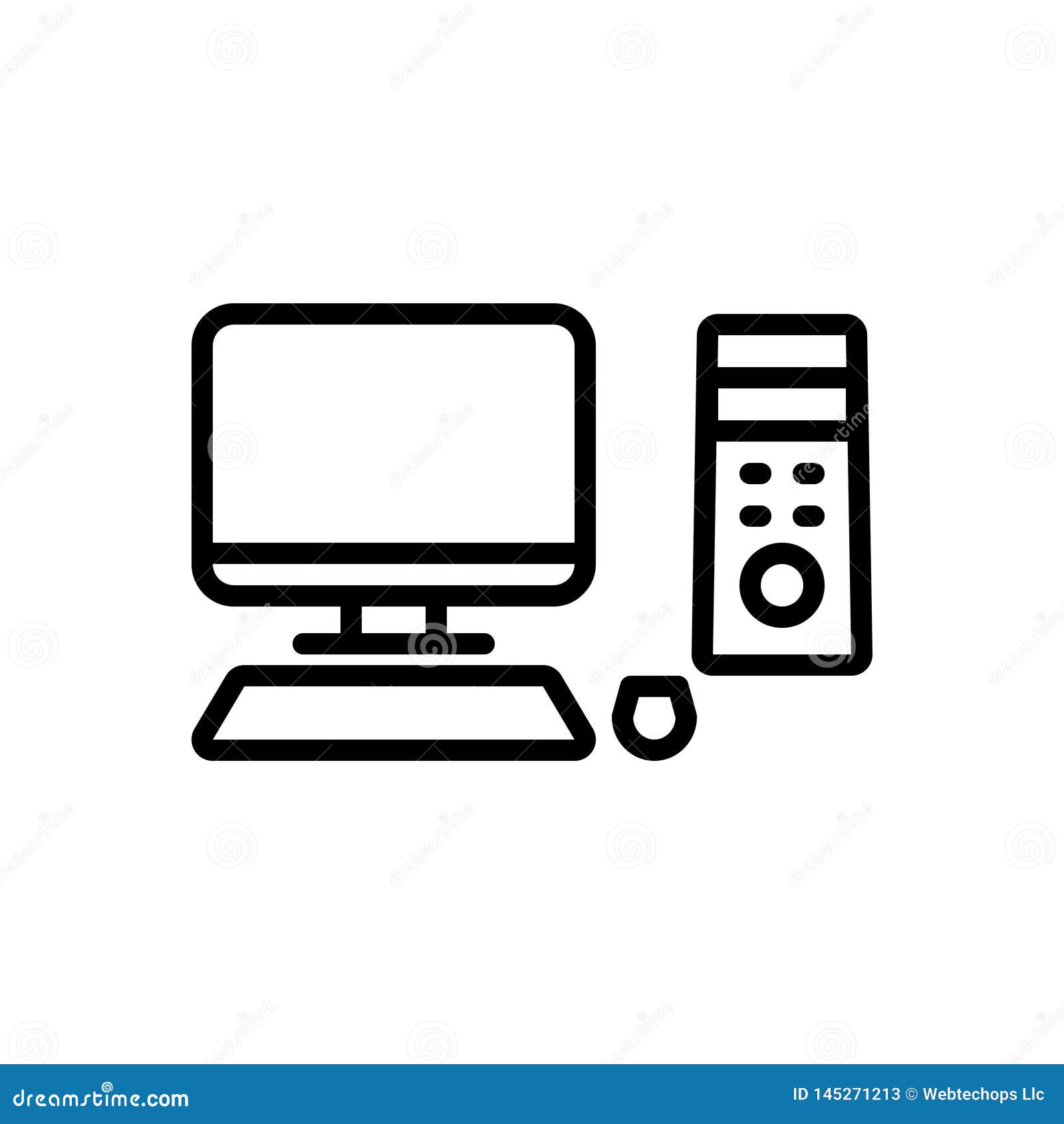Black Line Icon for Pc, Computer and Cpu Stock Vector - Illustration of ...