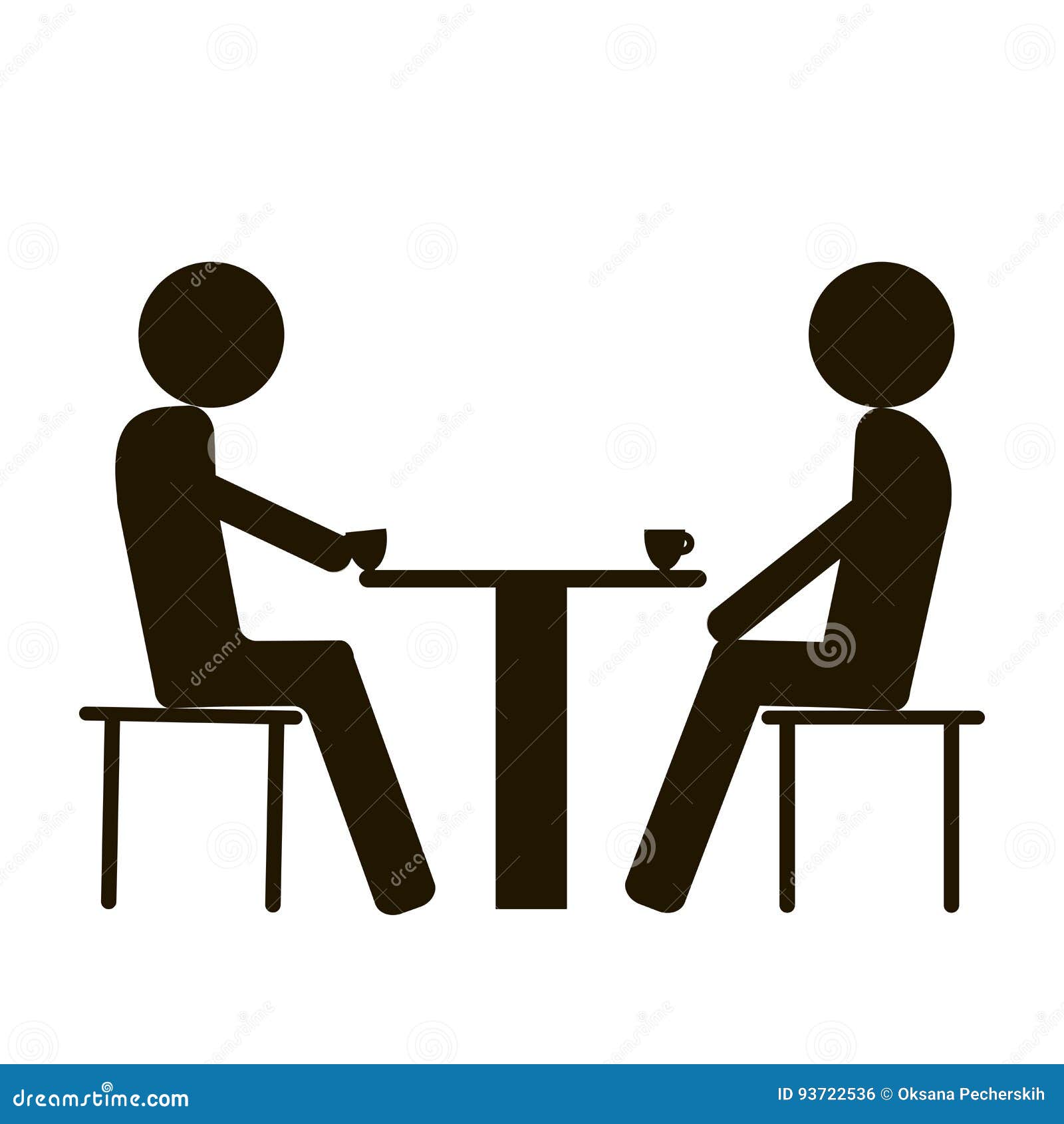 Icon 2 People Sit at the Table on a White Background Stock Vector ...
