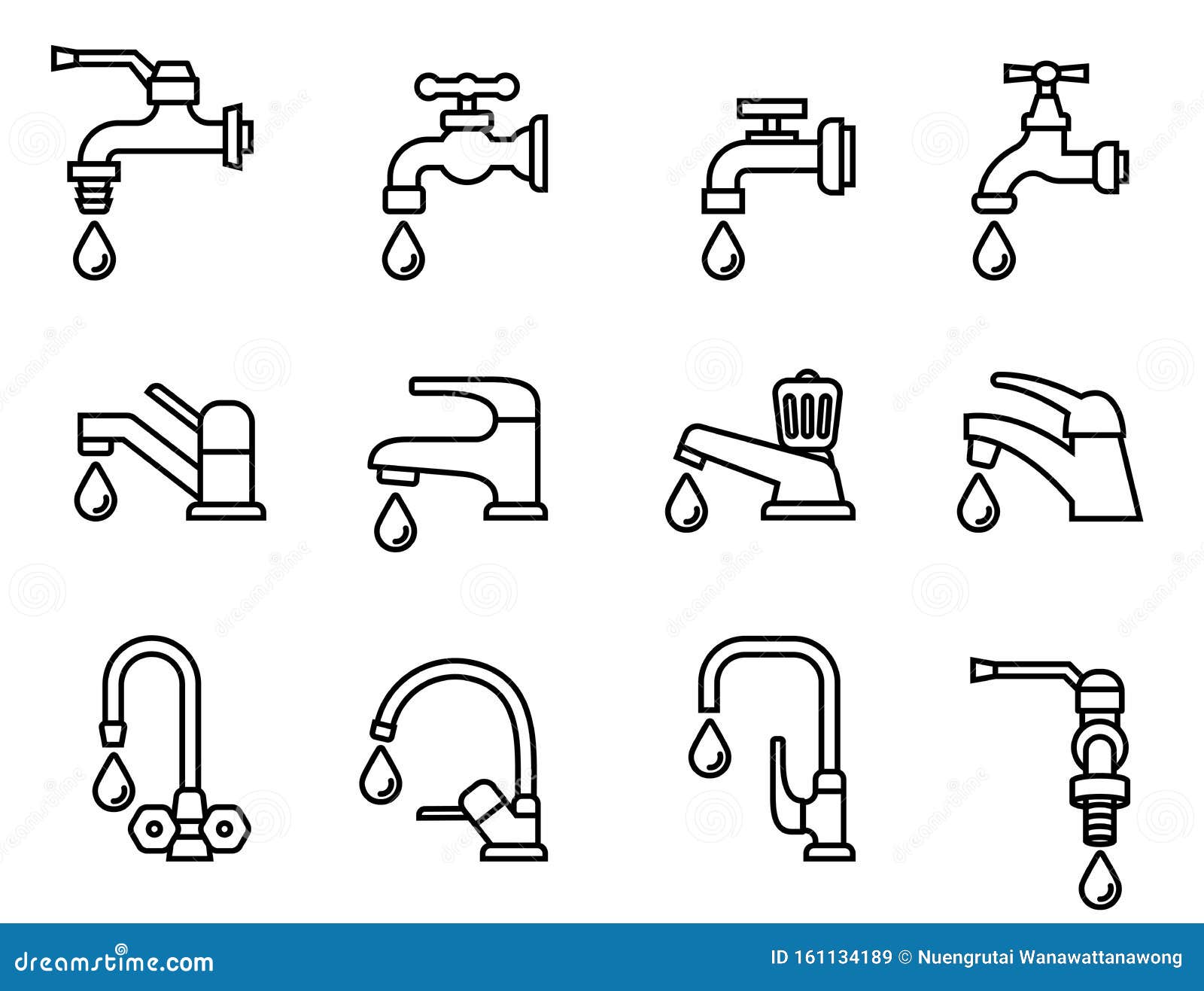 Vector Icon Illustration of the Faucet with Water Drop. Tap Sign ...
