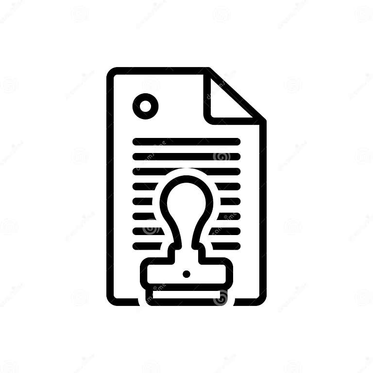 Black Line Icon for Permission, Authorization and Permit Stock Vector ...