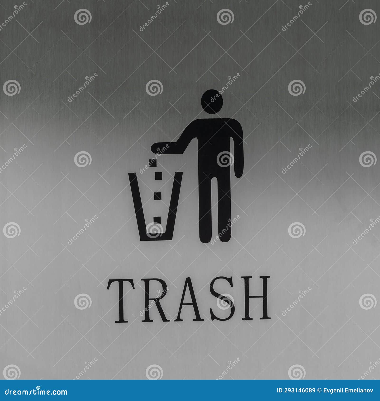 Icon of a Person Throwing Trash into a Trash Can on a Metal Background ...